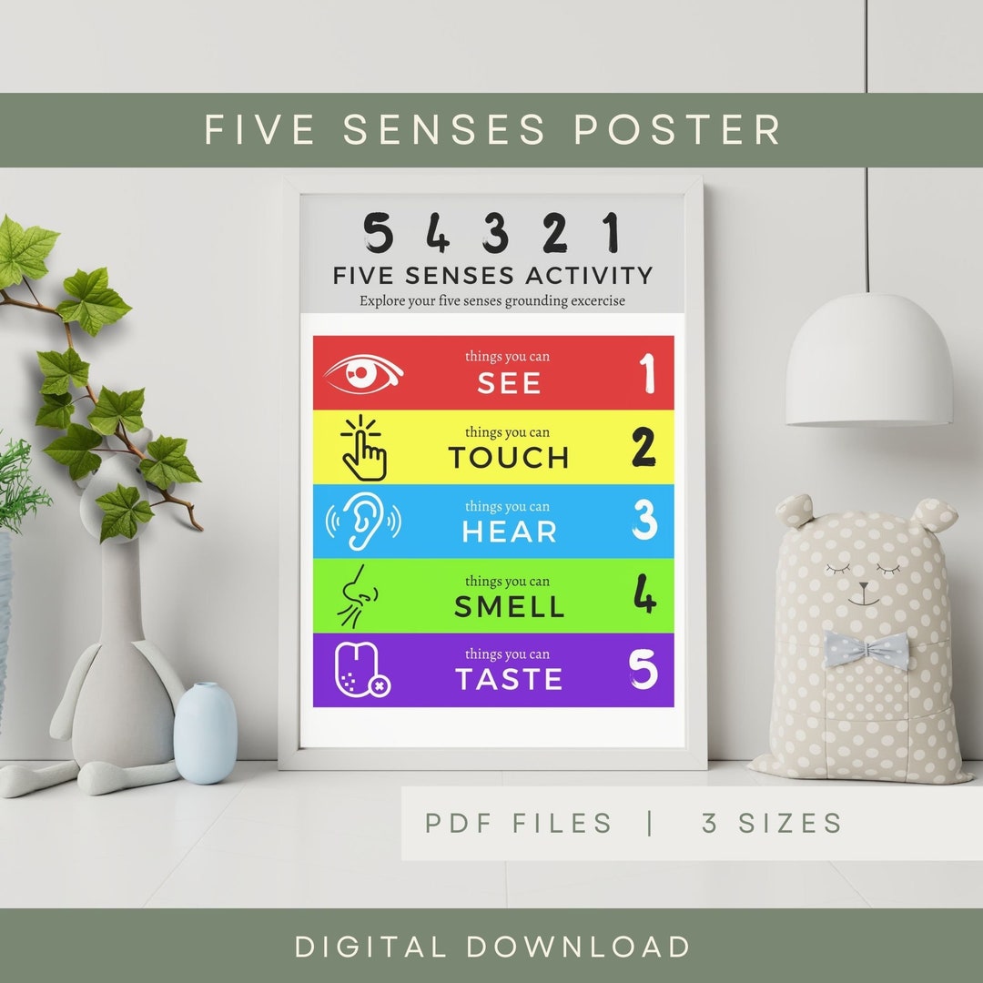 Five Senses Activity, 54321 Grounding Technique, INSTANT DOWNLOAD ...