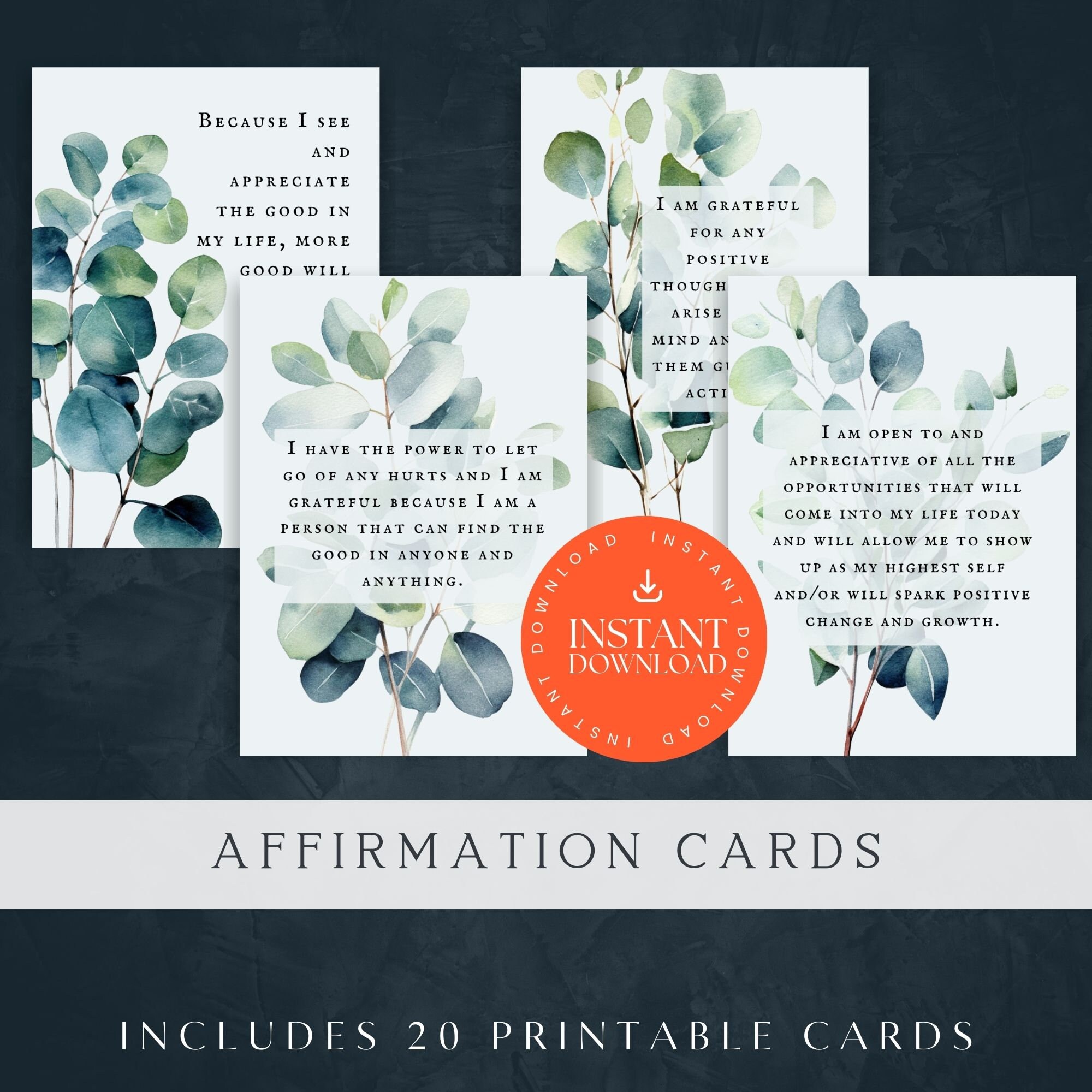 Gratitude Affirmation Cards INSTANT DOWNLOAD Mindful Mental - Etsy