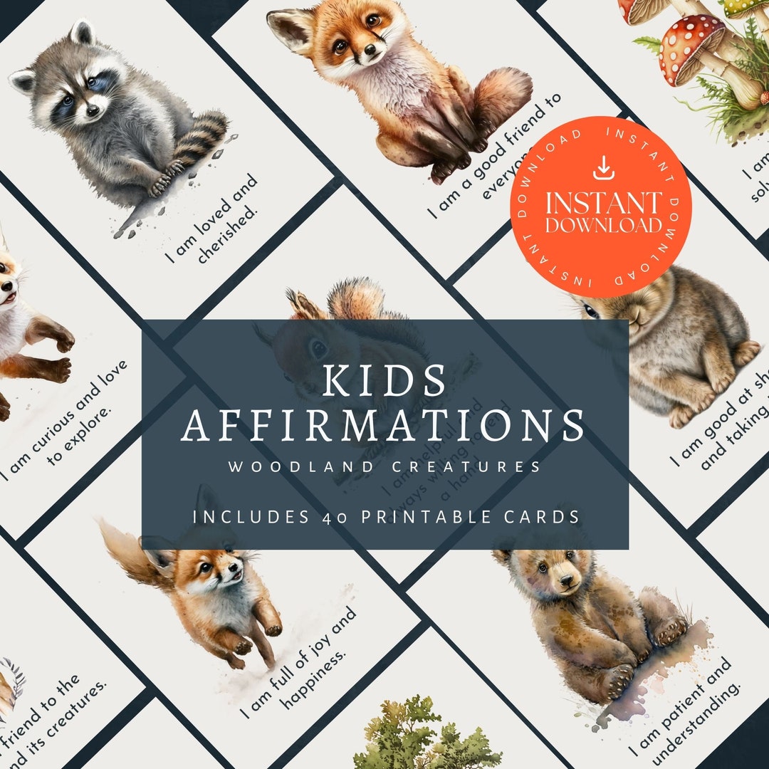 Woodland Childrens Affirmation Cards Kinder Positivity - Etsy