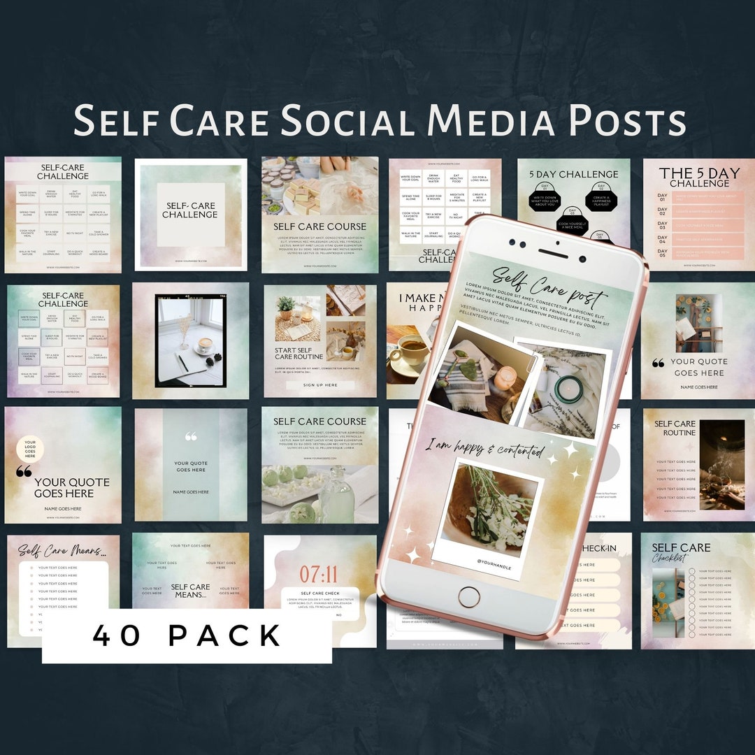 Self Care Social Media Posts INSTANT DOWNLOAD Canva Editable - Etsy