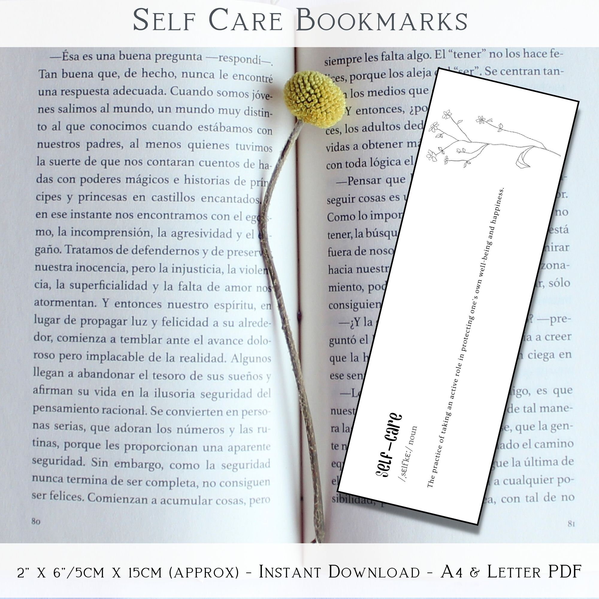 Self Care Printable Bookmarks, INSTANT DOWNLOAD, Printable Book Gift ...