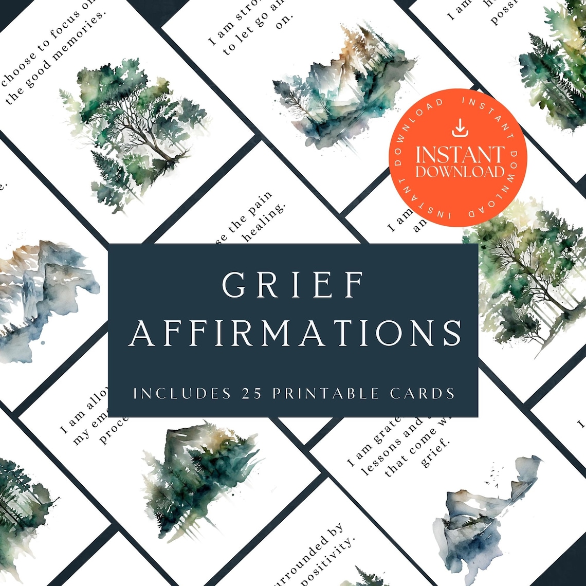 Grief Affirmation Cards, INSTANT DOWNLOAD, Bereavement Gift, Sympathy ...