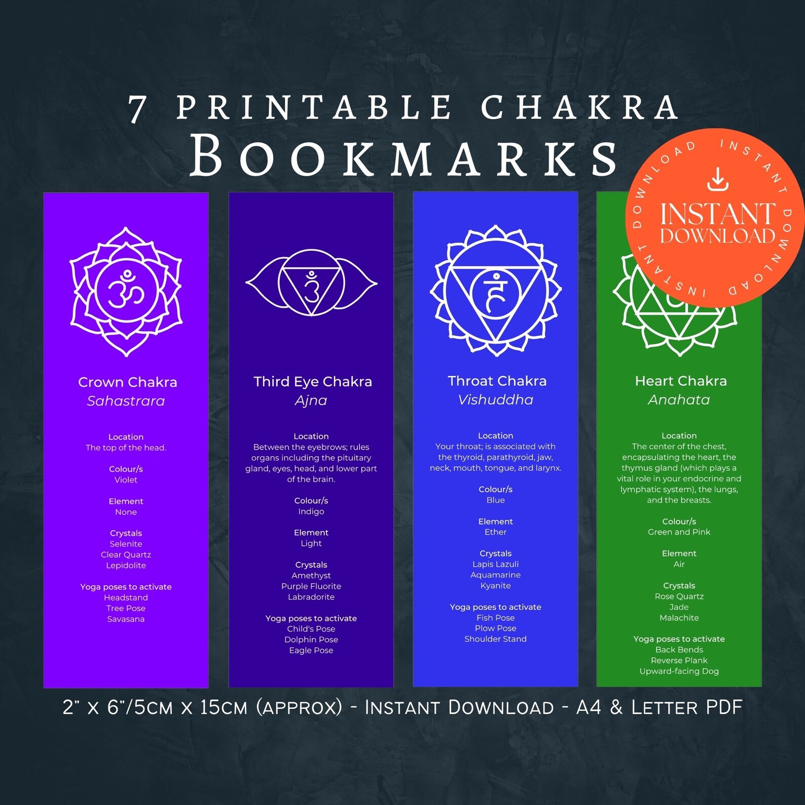 Chakra Bookmarks, DOWNLOAD, Printable Chakra Yoga Poses, Chakra ...