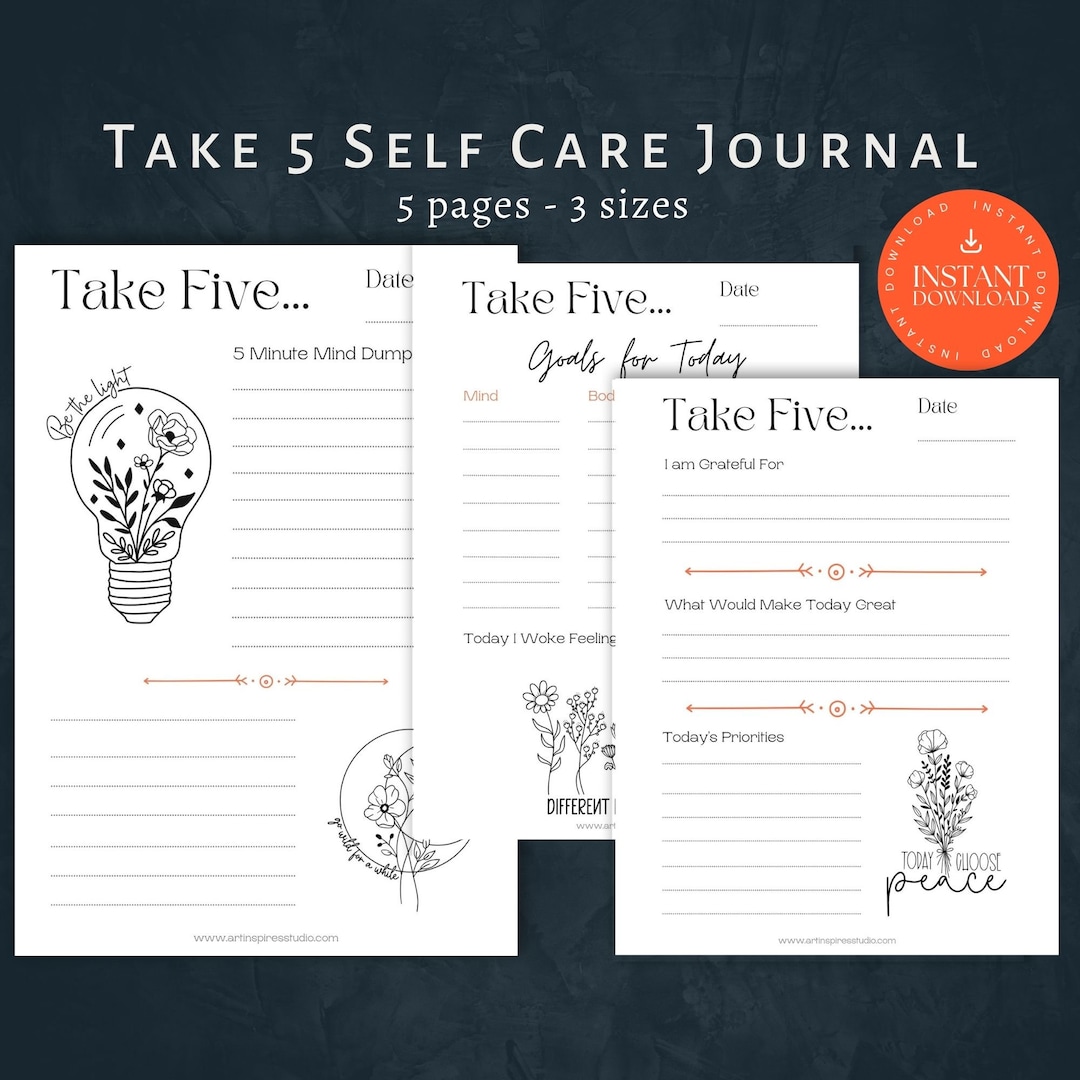 5 Minute Journal, PDF DOWNLOAD, Gratitude Journal, Daily Journal, Self ...
