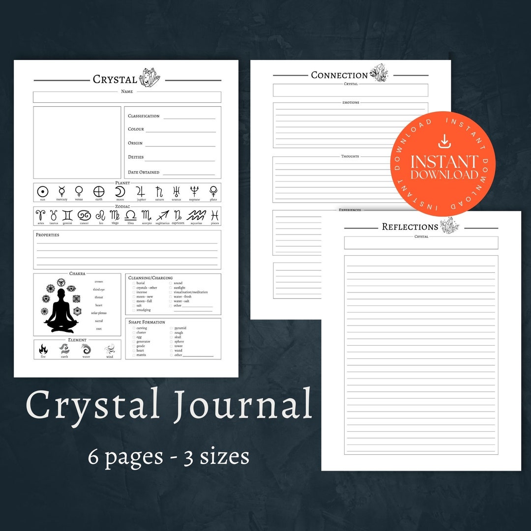 Crystal Journal Printable, INSTANT DOWNLOAD, Crystal Worksheet, Crystal ...
