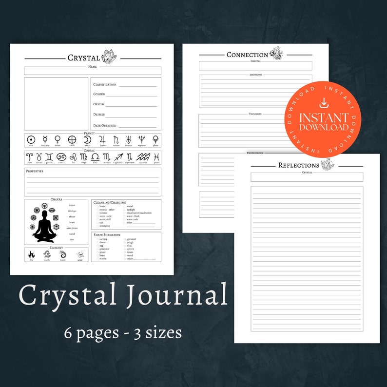 Crystal Journal Printable, INSTANT DOWNLOAD, Crystal Worksheet, Crystal ...