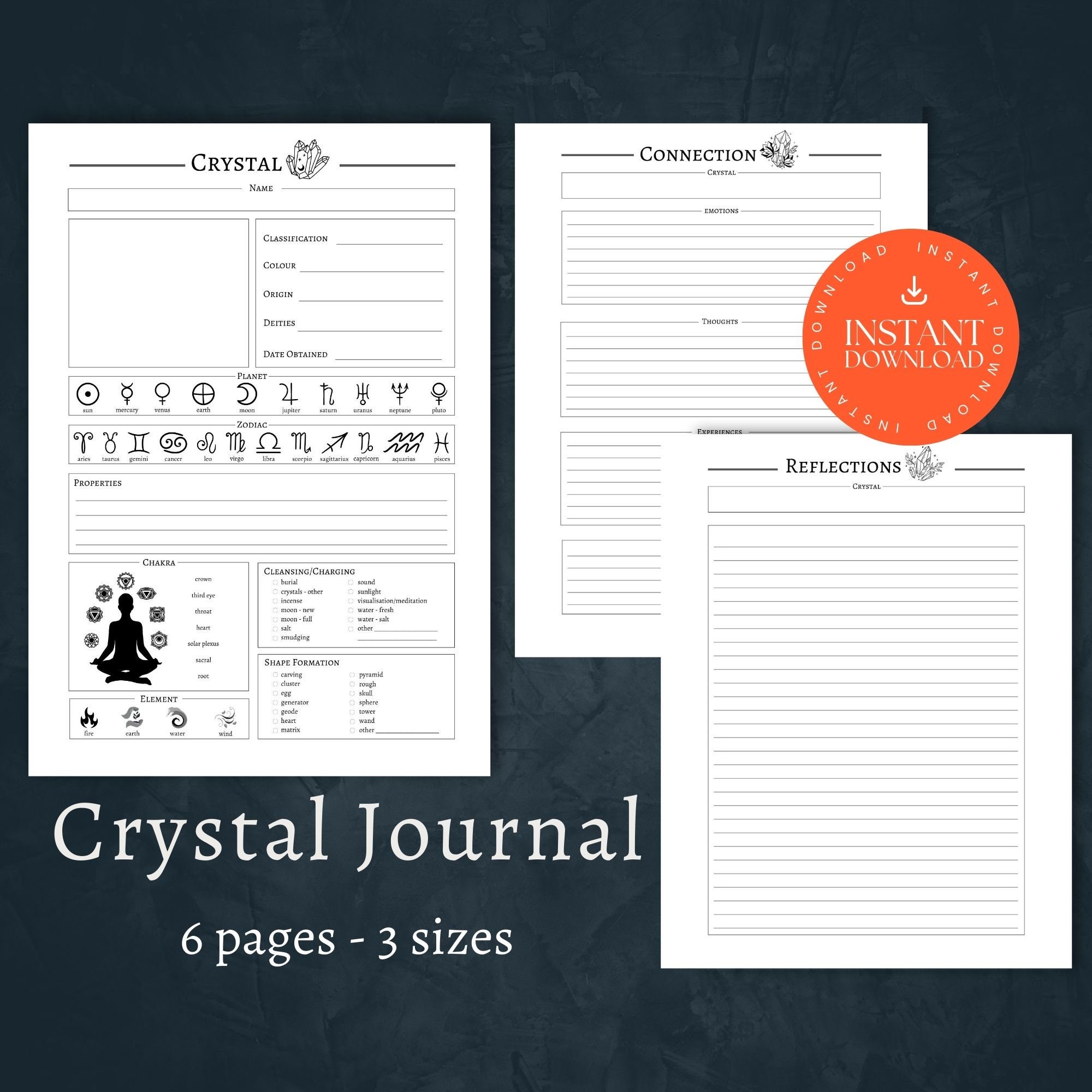 Crystal Journal Printable, INSTANT DOWNLOAD, Crystal Worksheet, Crystal ...