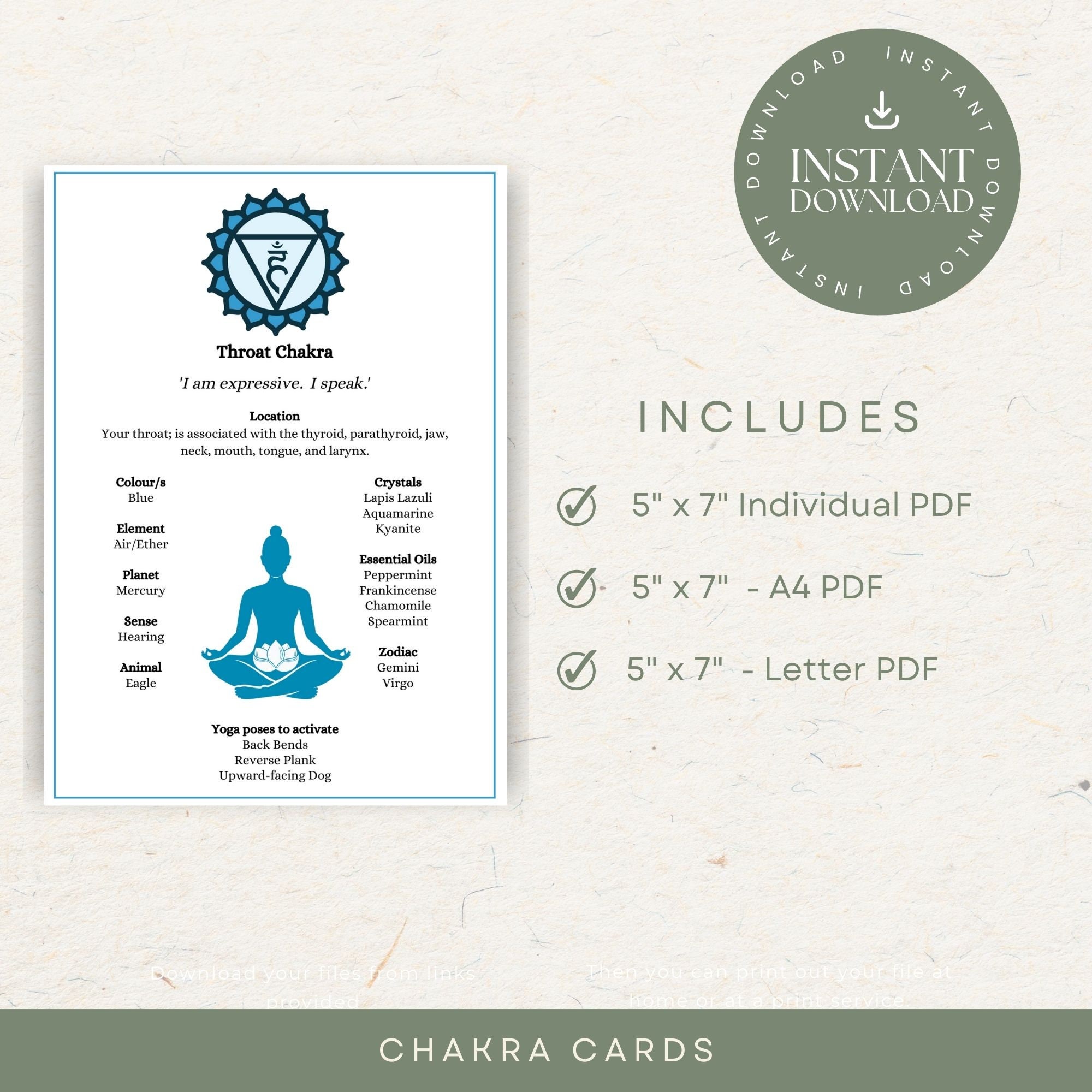 Printable Chakra Cards, DOWNLOAD, Chakra Printable, Printable ...