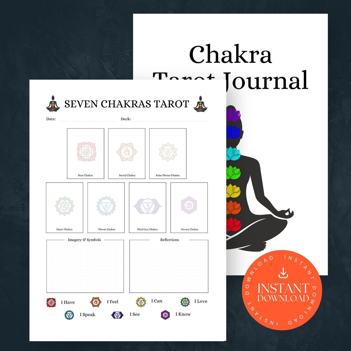 Chakra Tarot Printable INSTANT DOWNLOAD Tarot Seven Card - Etsy