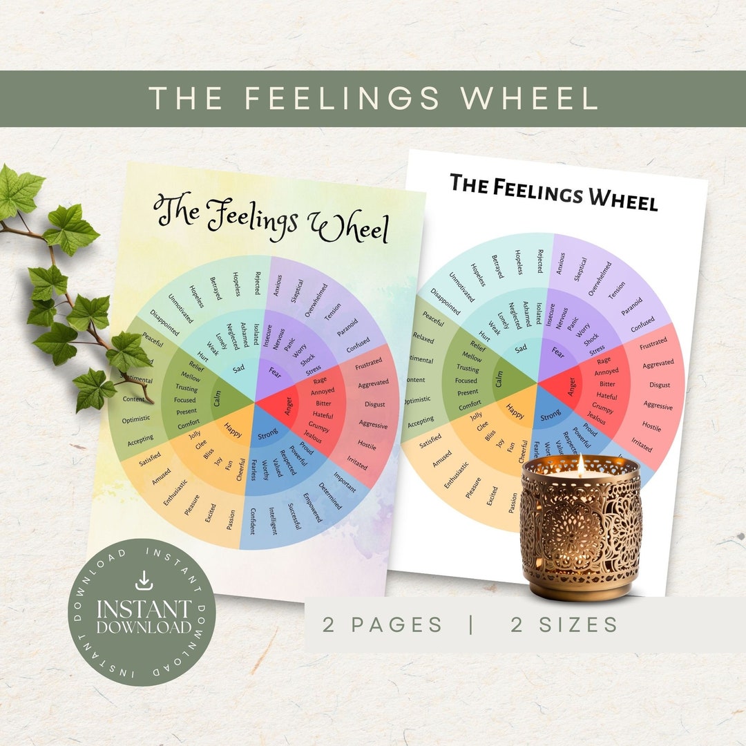 Feelings Wheel, INSTANT DOWNLOAD, Wheel of Life, Emotions Wheel PDF ...