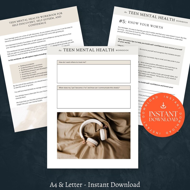 Teen Mental Health Workbook, INSTANT DOWNLOAD, Journal Prompts for ...