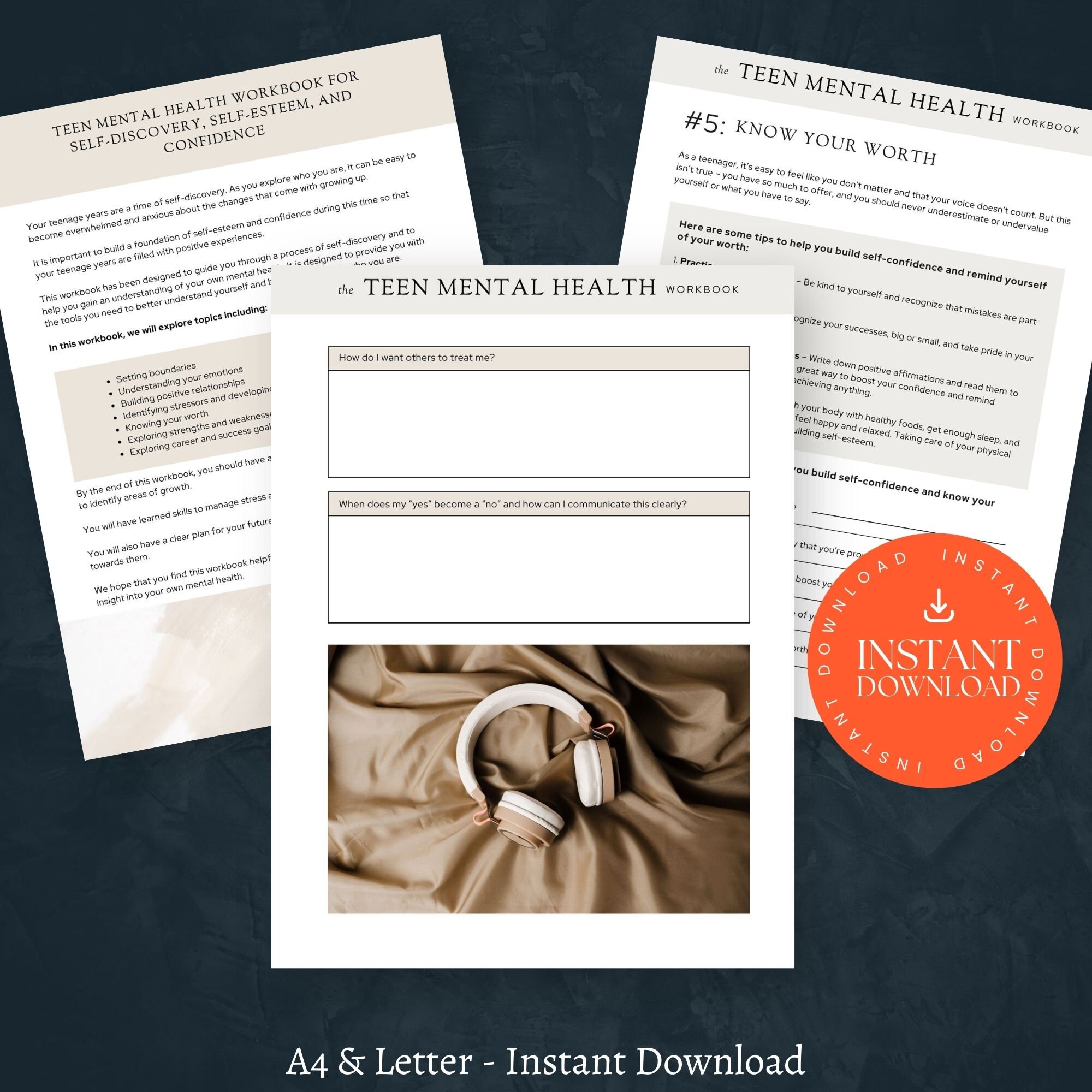 Teen Mental Health Workbook, INSTANT DOWNLOAD, Journal Prompts for ...