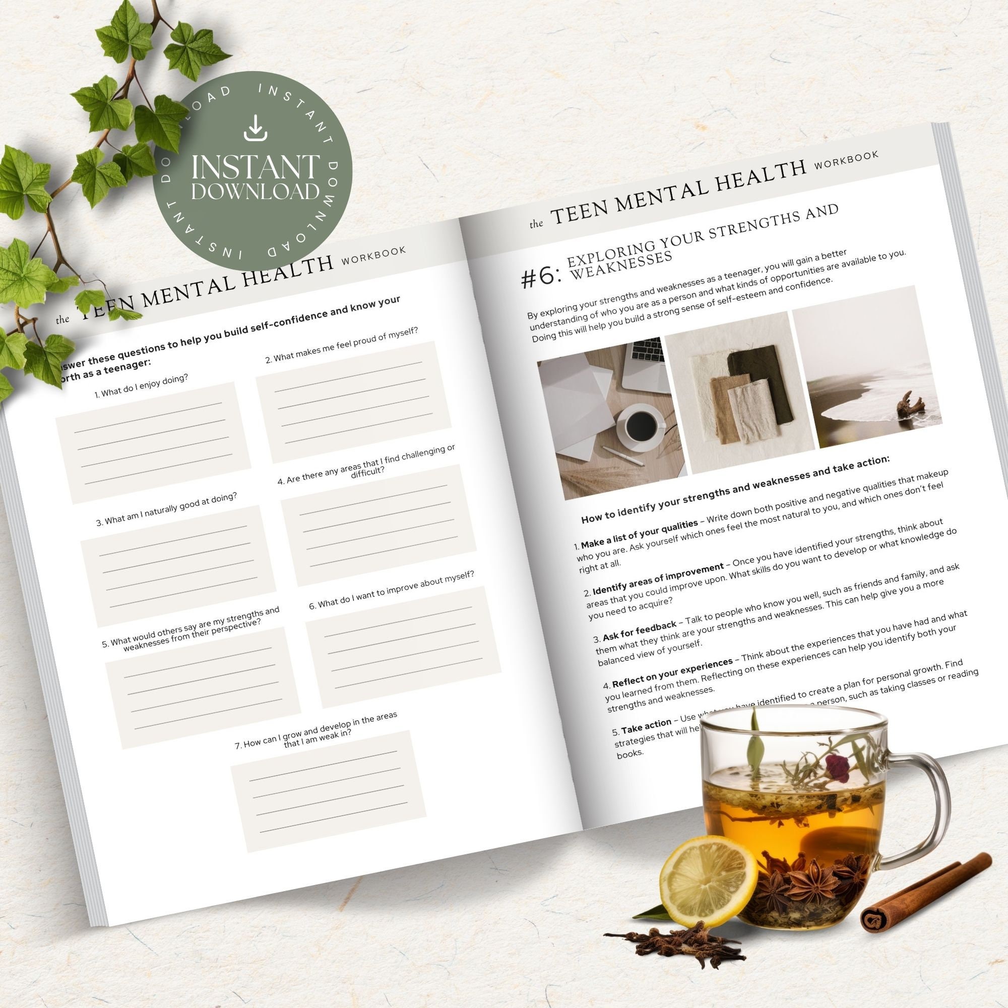 Teen Mental Health Workbook, INSTANT DOWNLOAD, Journal Prompts for ...