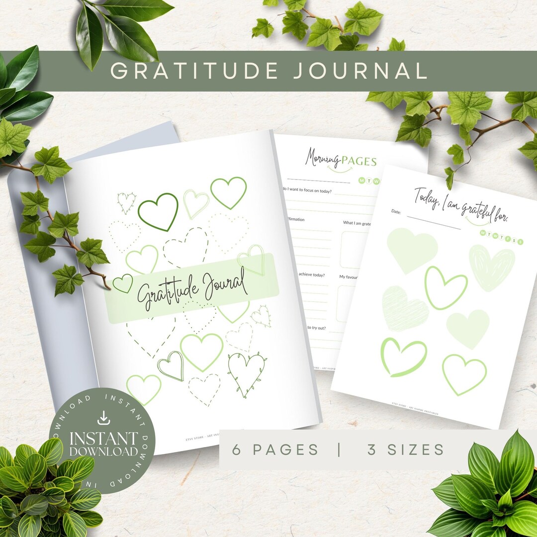 Gratitude Journal, INSTANT DOWNLOAD, Self Care Journal, Wellness ...