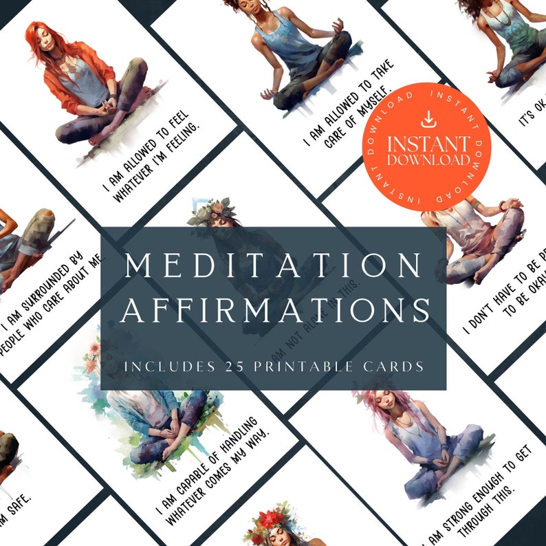 Printable Affirmation Cards for Women, Positive Meditation Cards ...