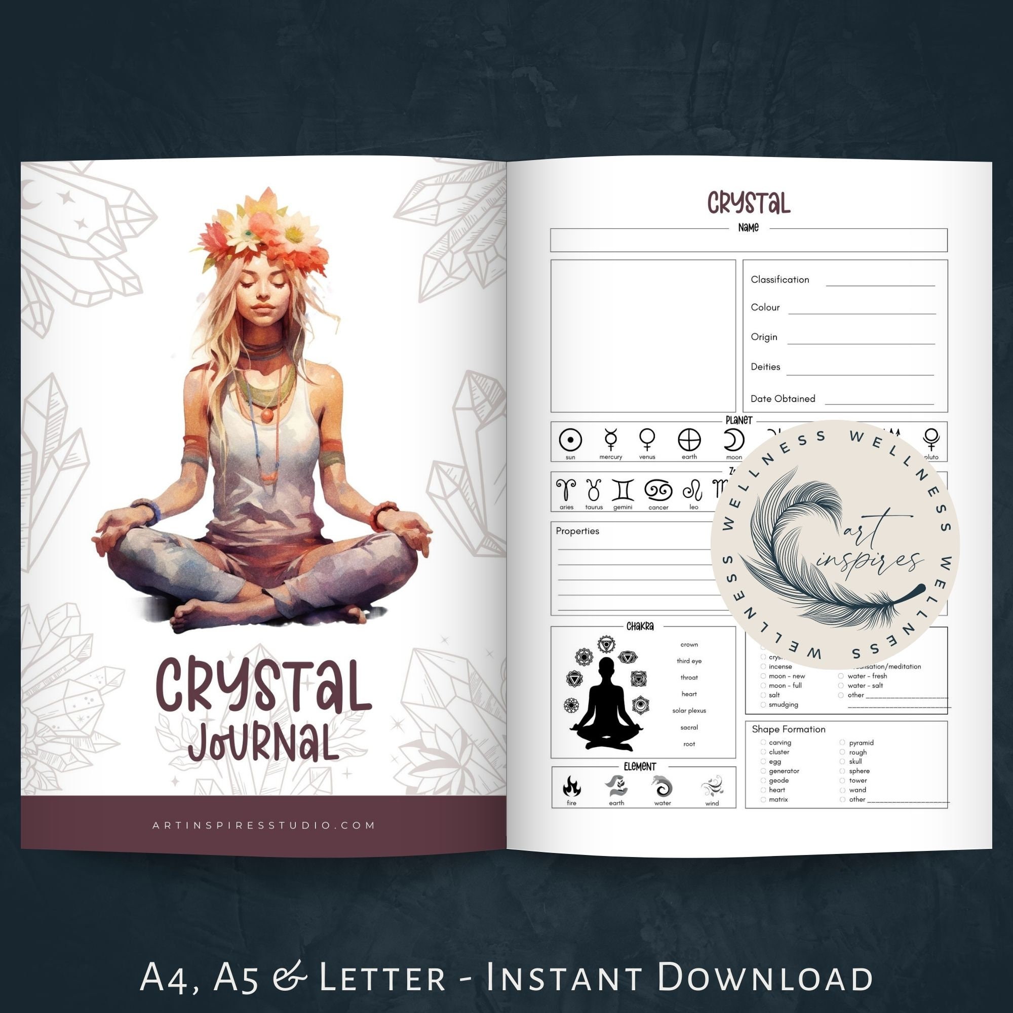 Crystal Journal Printable, INSTANT DOWNLOAD, Crystal Worksheet, Crystal ...