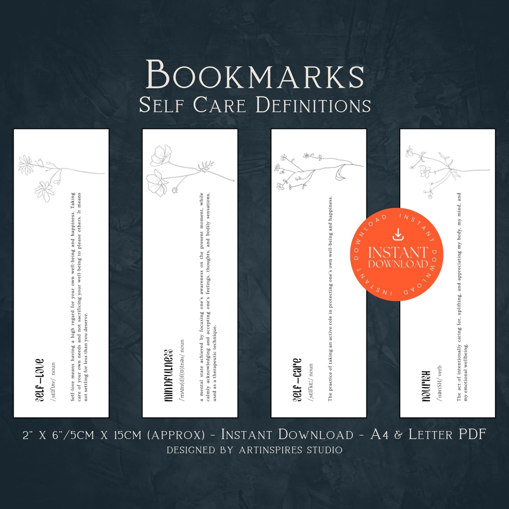 Self Care Printable Bookmarks, INSTANT DOWNLOAD, Printable Book Gift ...