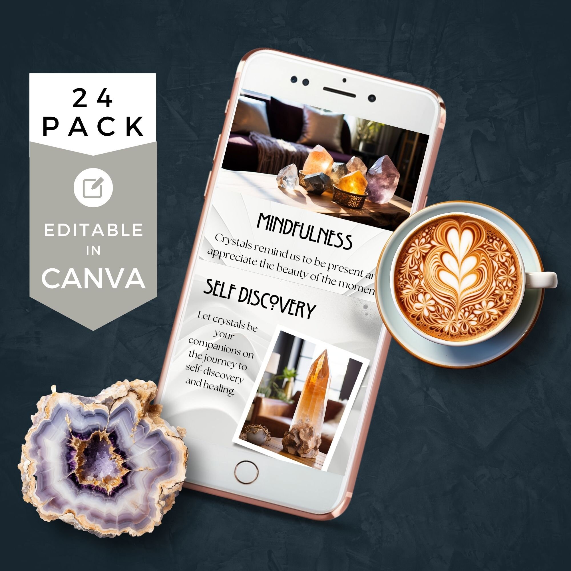 Canva Template Instagram Crystal, Spiritual Social Media, Mindful Media ...