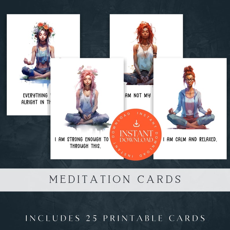 Printable Affirmation Cards for Women, Positive Meditation Cards ...