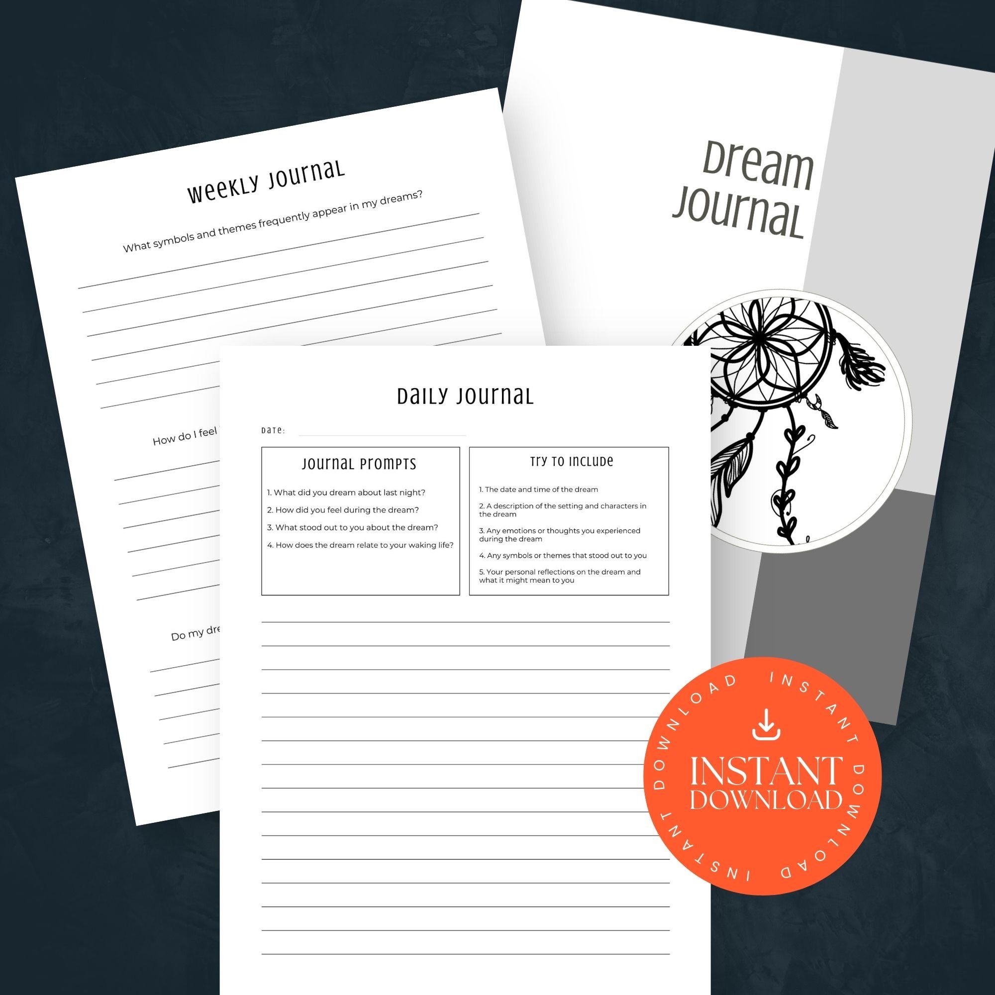Dream Journal, INSTANT DOWNLOAD, Journaling Prompts, Guided Dream ...
