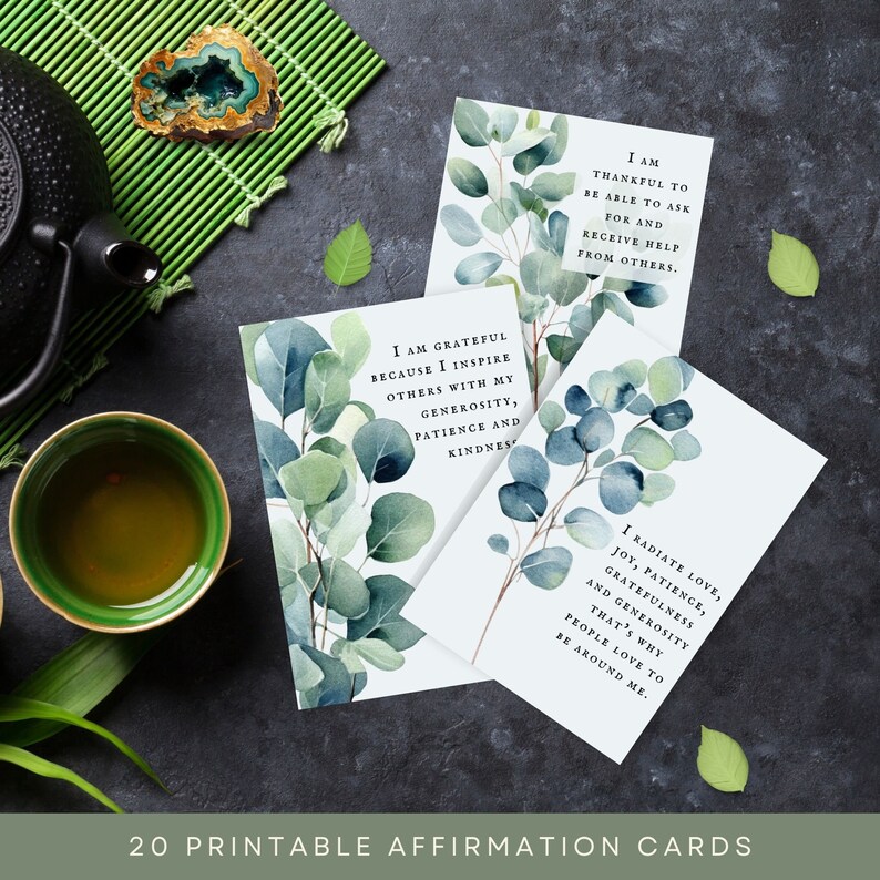 Gratitude Affirmation Cards, INSTANT DOWNLOAD, Mindful Mental Health ...