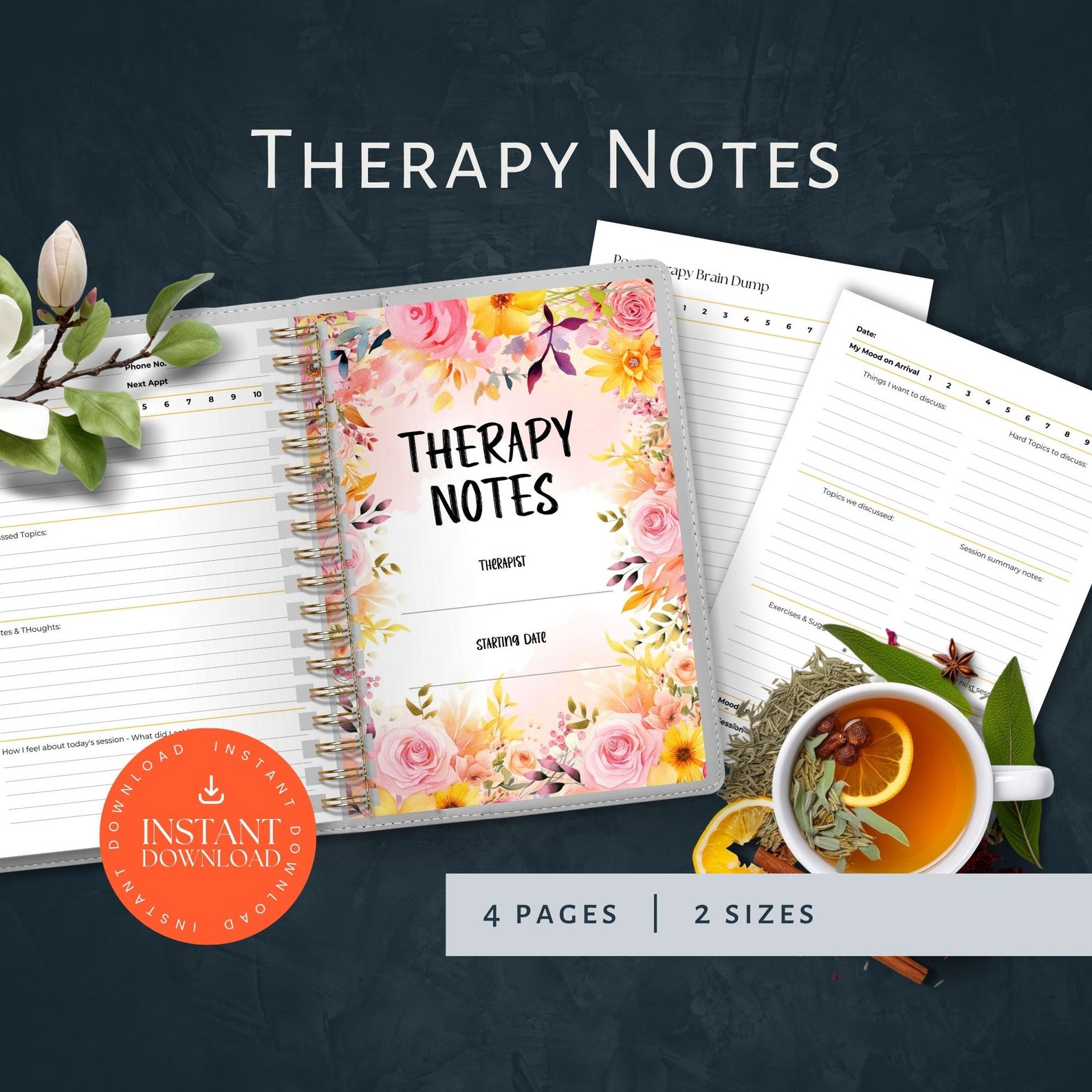 Therapy Notes Printable, Printable Therapist Notes, Mental Health ...