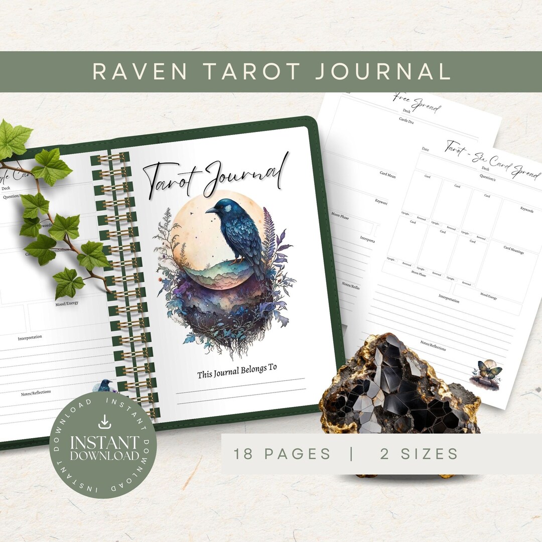 Raven Tarot Journal DOWNLOAD, Tarot Journal PDF, Planner Bundle Tarot ...