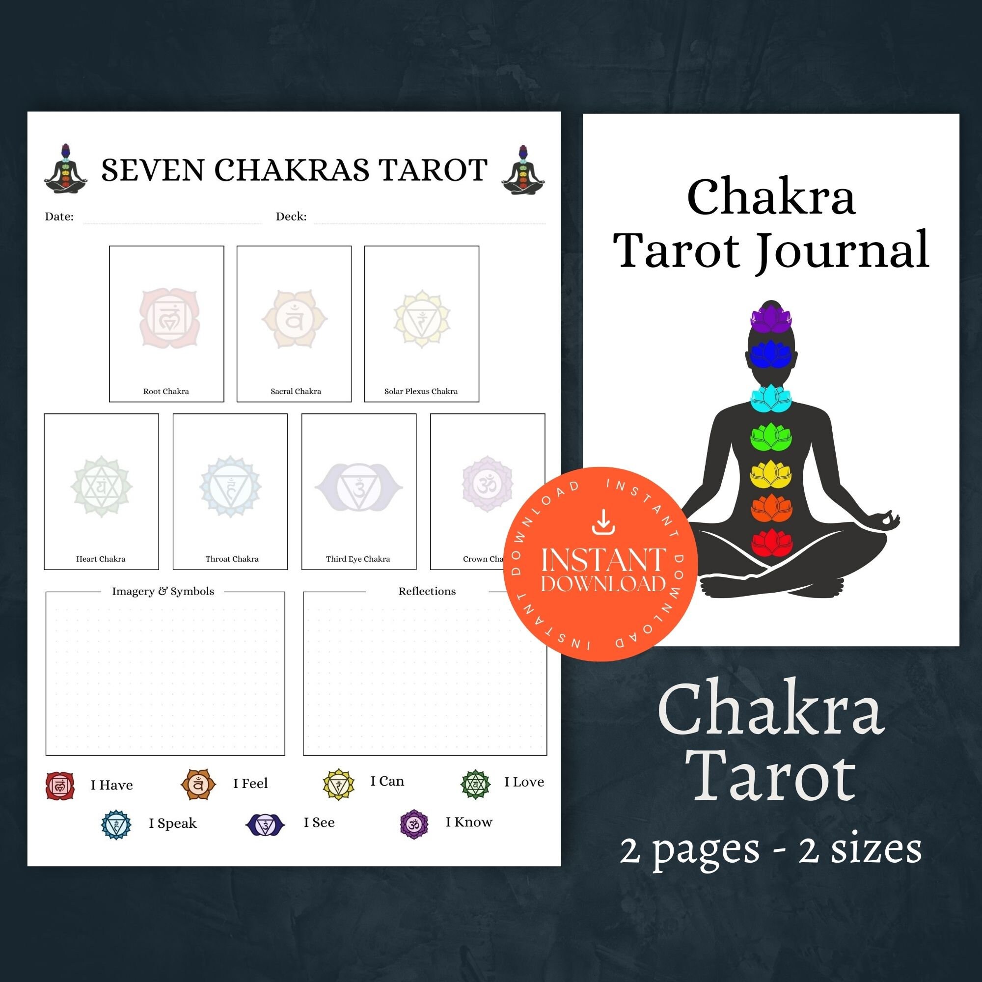 Chakra Tarot Printable INSTANT DOWNLOAD Tarot Seven Card - Etsy
