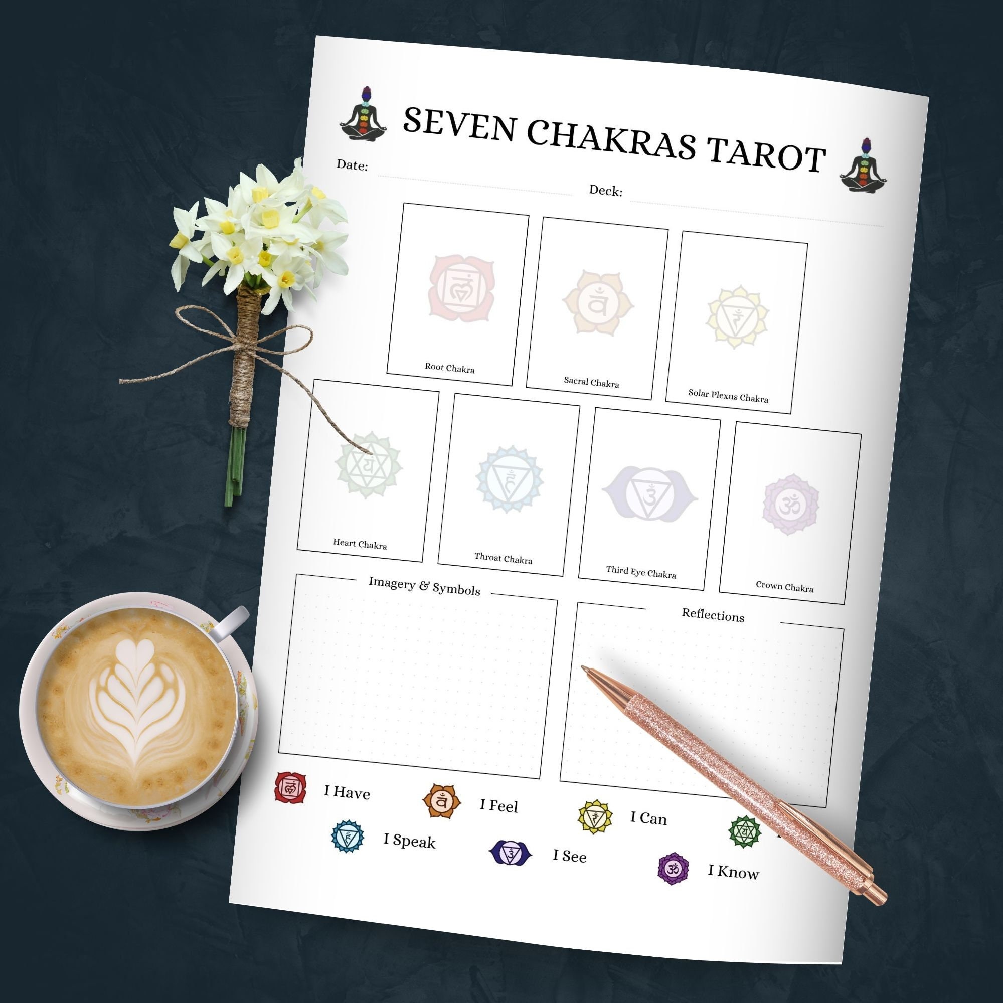Chakra Tarot Printable INSTANT DOWNLOAD Tarot Seven Card - Etsy
