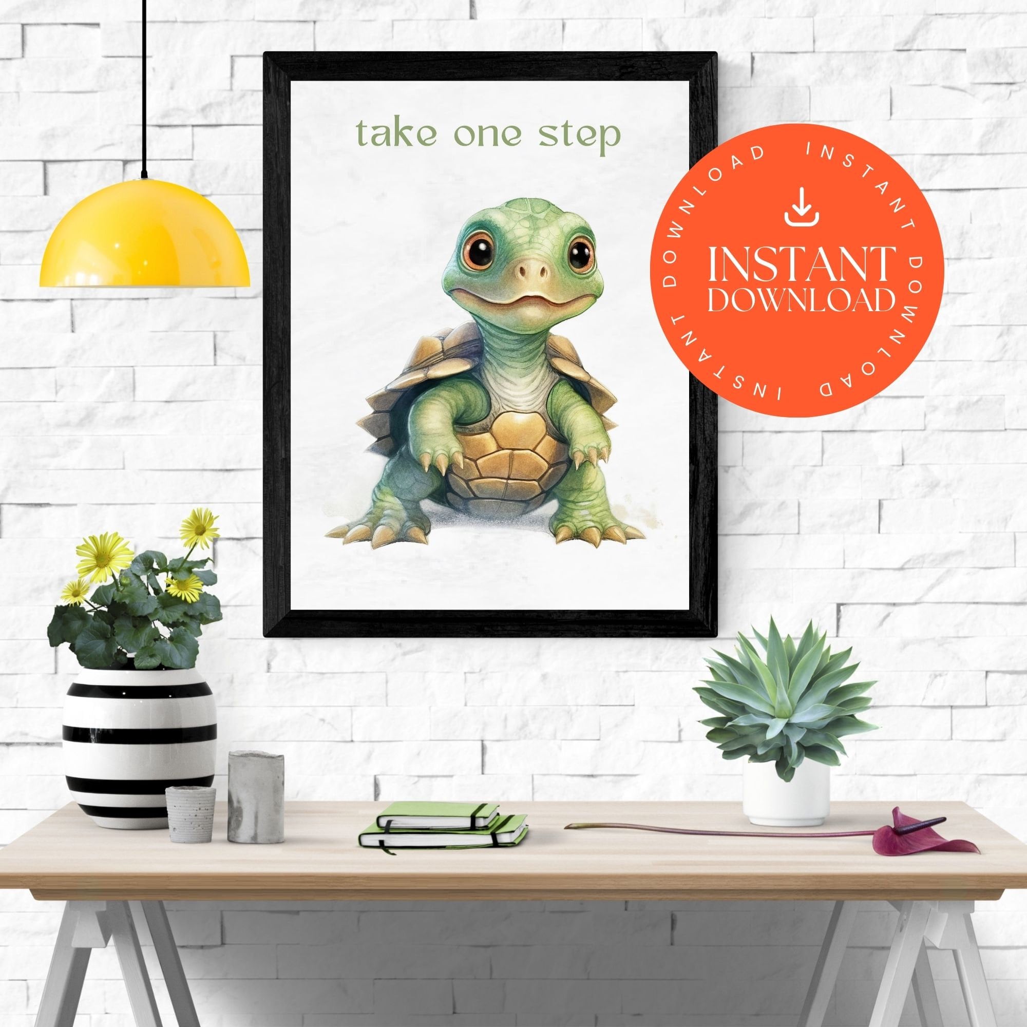 Turtle Mindful Art Kids, INSTANT DOWNLOAD, Positive Affirmation Wall ...