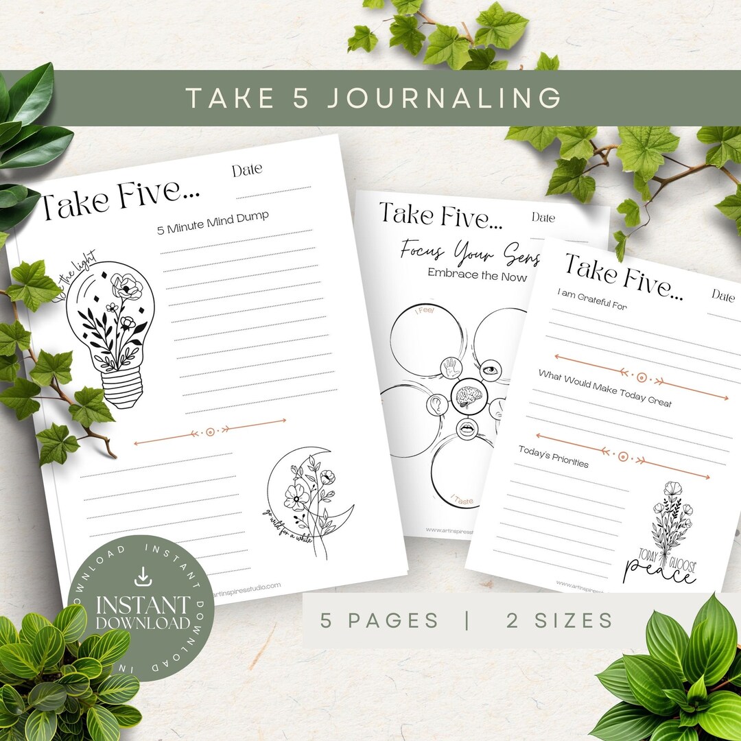 5 Minute Journal, PDF DOWNLOAD, Gratitude Journal, Daily Journal, Self ...