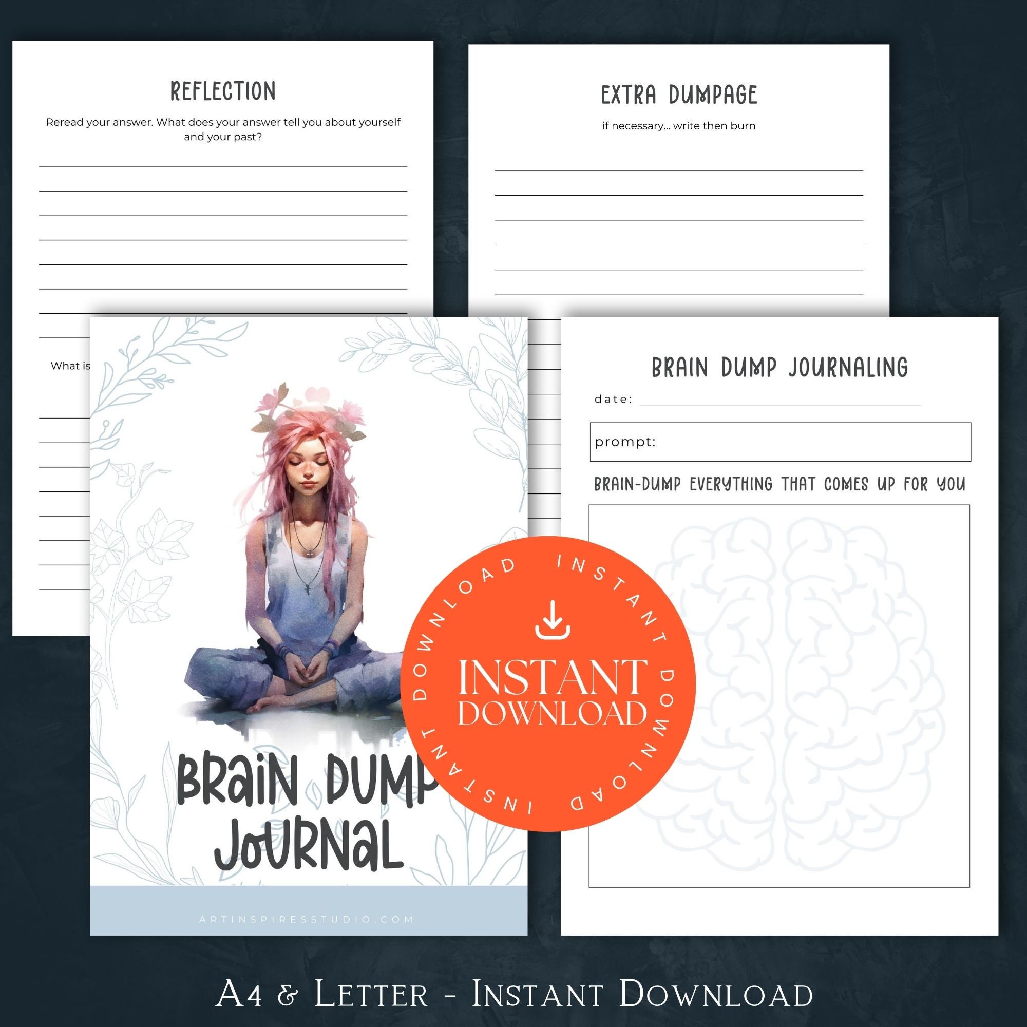 Brain Dump Journal, INSTANT DOWNLOAD, Printable Brain Dump Worksheet ...