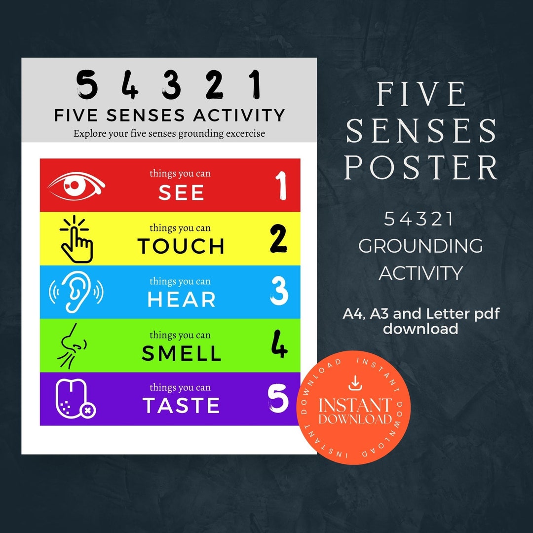 Five Senses Activity, 54321 Grounding Technique, INSTANT DOWNLOAD ...