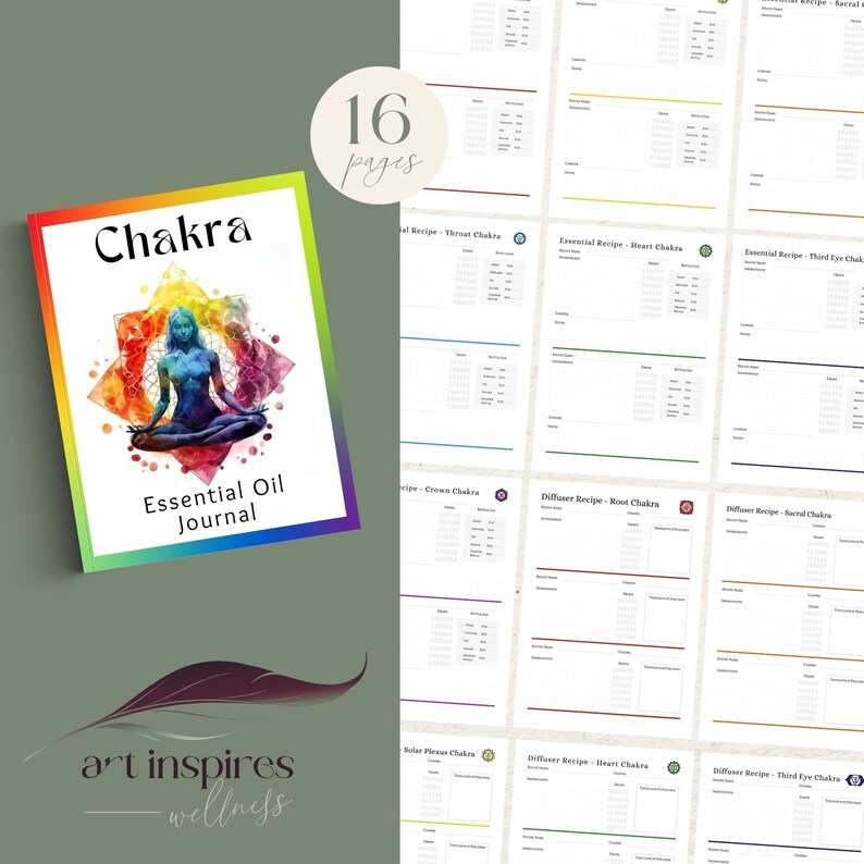Chakra Essential Oil Journal Printable, PDF DOWNLOAD, Chakras Essential Oils, Chakra ...