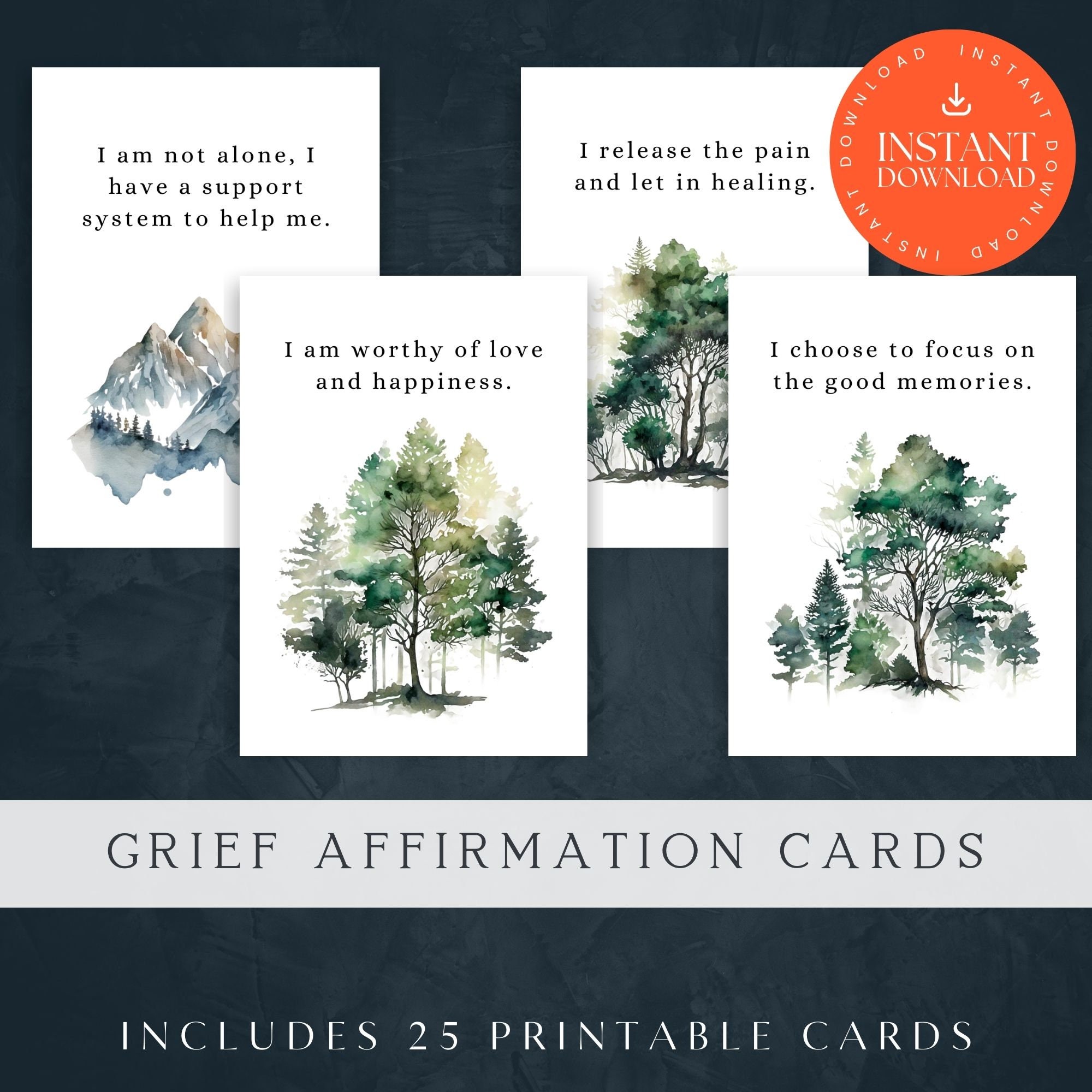 Grief Affirmation Cards, INSTANT DOWNLOAD, Bereavement Gift, Sympathy ...