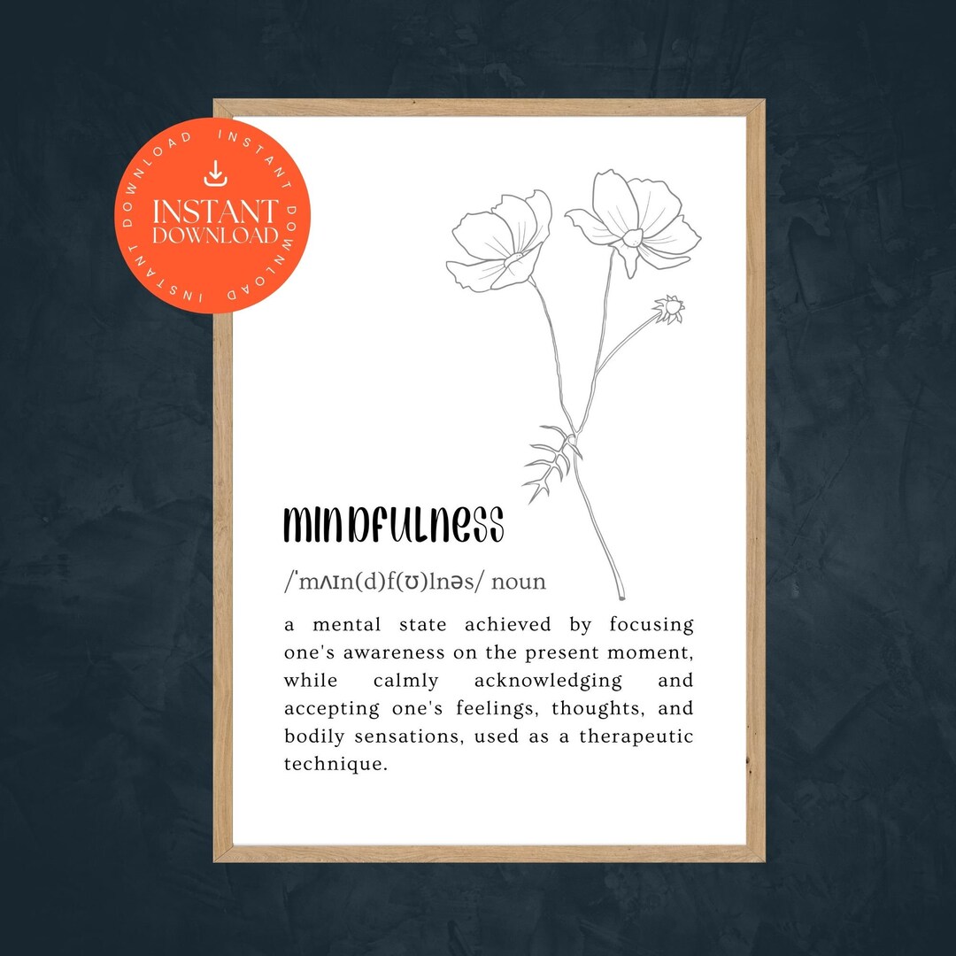 Mindfulness Definition Print, INSTANT DOWNLOAD, Definition Printable ...