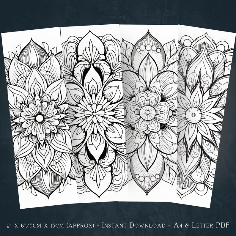 Mandala Colouring Bookmarks Printable Mindful Adult Colouring - Etsy