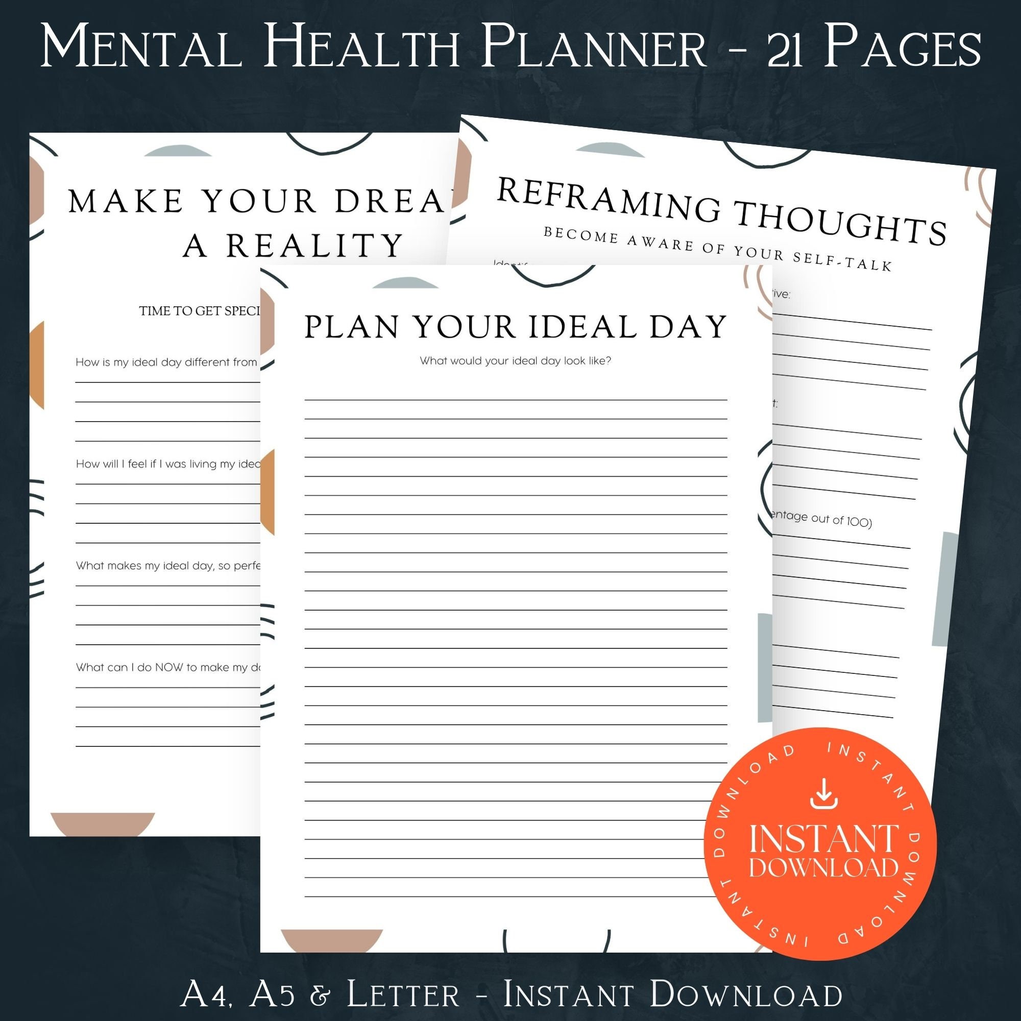 Mental Health Planner, INSTANT DOWNLOAD, Selfcare Journal, Mood Tracker ...