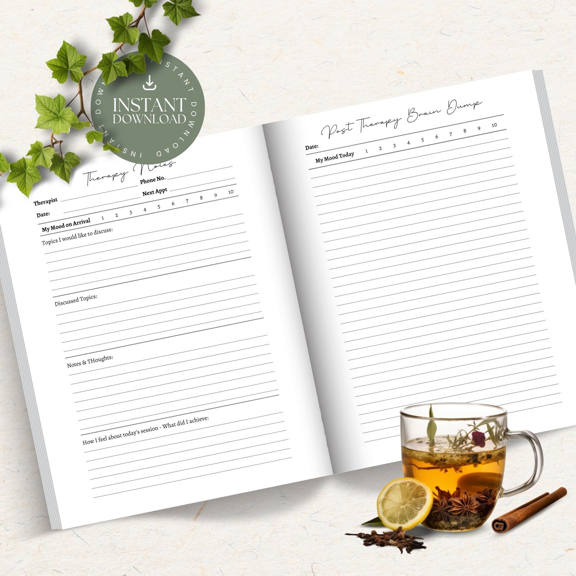 Therapy Notes Printable, Printable Therapist Notes, Mental Health ...