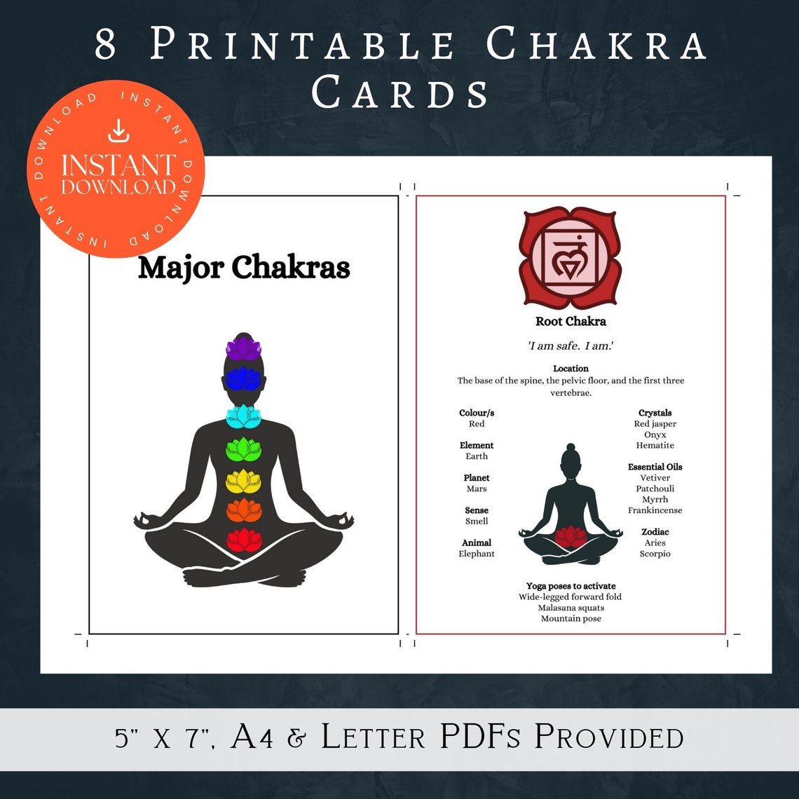 Printable Chakra Cards, DOWNLOAD, Chakra Printable, Printable ...