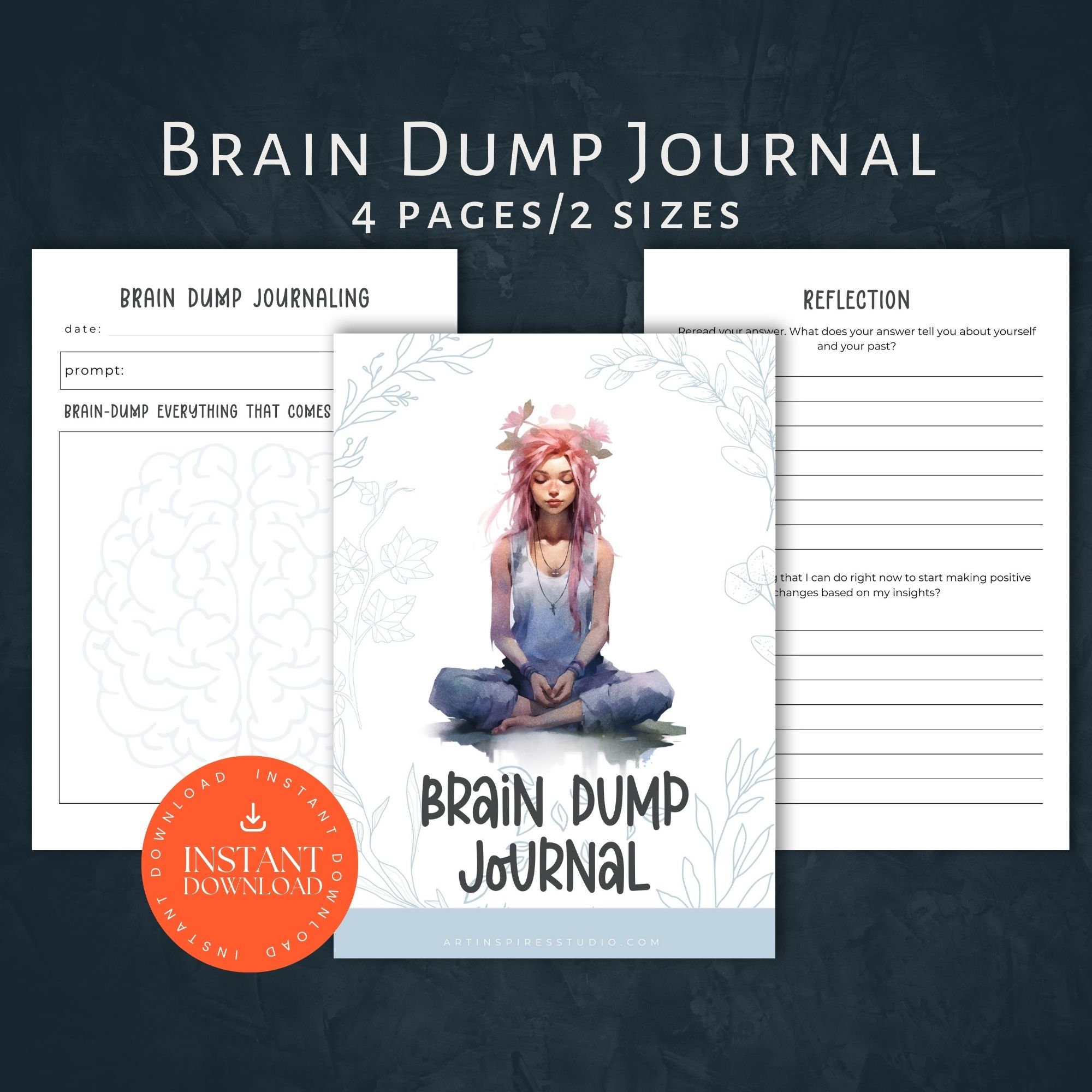 Brain Dump Journal, INSTANT DOWNLOAD, Printable Brain Dump Worksheet ...