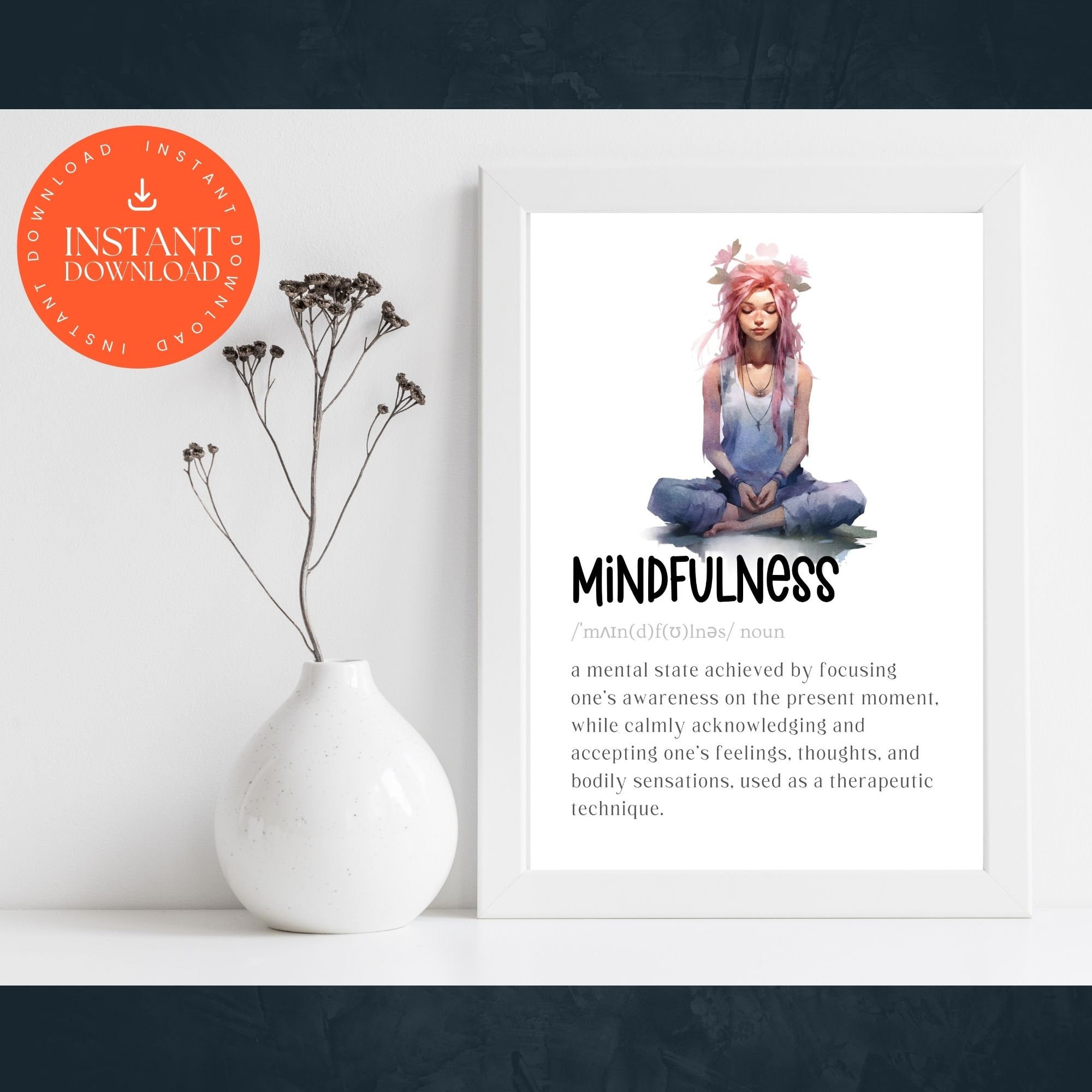 Mindfulness Definition Print, INSTANT DOWNLOAD, Definition Printable ...