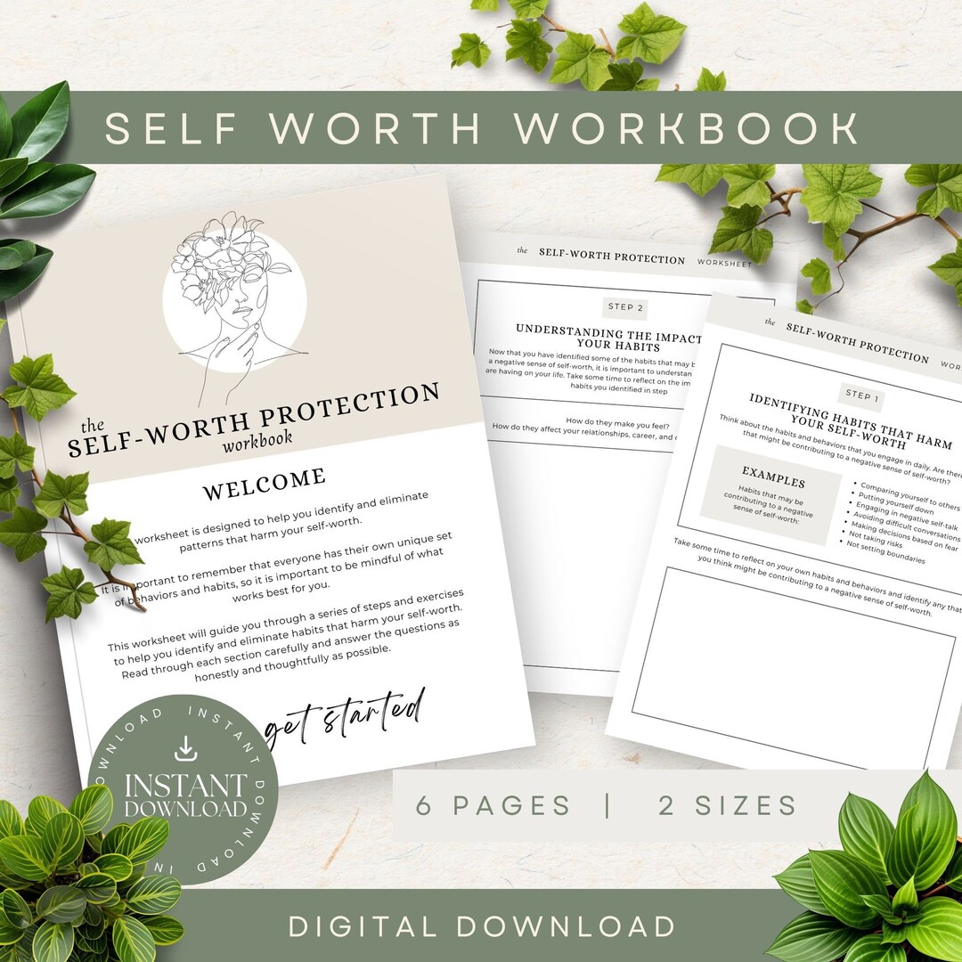 Self Worth Protection Workbook, INSTANT DOWNLOAD, Selfcare Journal ...
