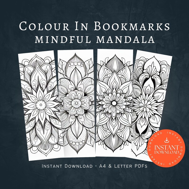 Mandala Colouring Bookmarks Printable Mindful Adult Colouring - Etsy