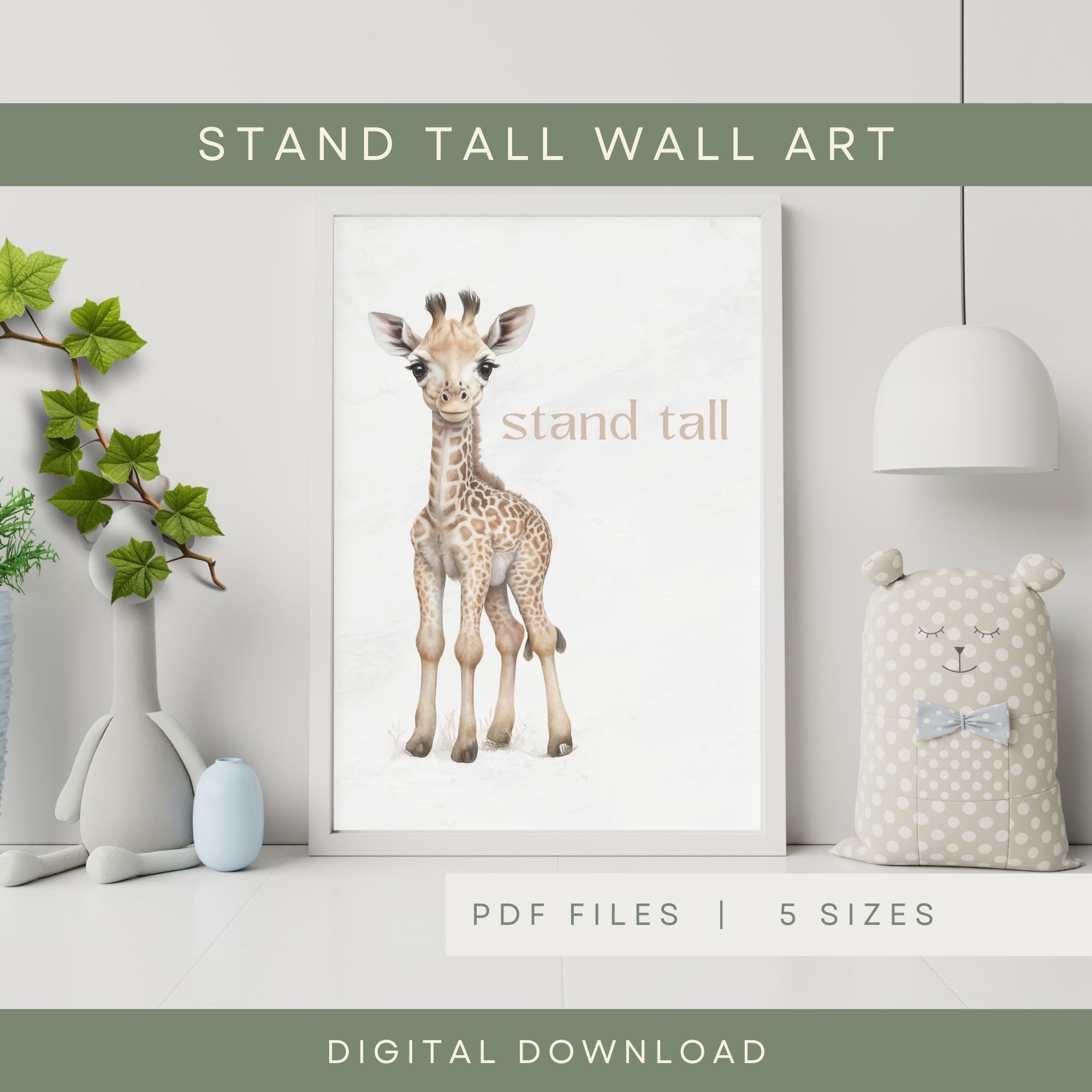 Giraffe Mindful Art Kids, INSTANT DOWNLOAD, Positive Affirmation Wall ...