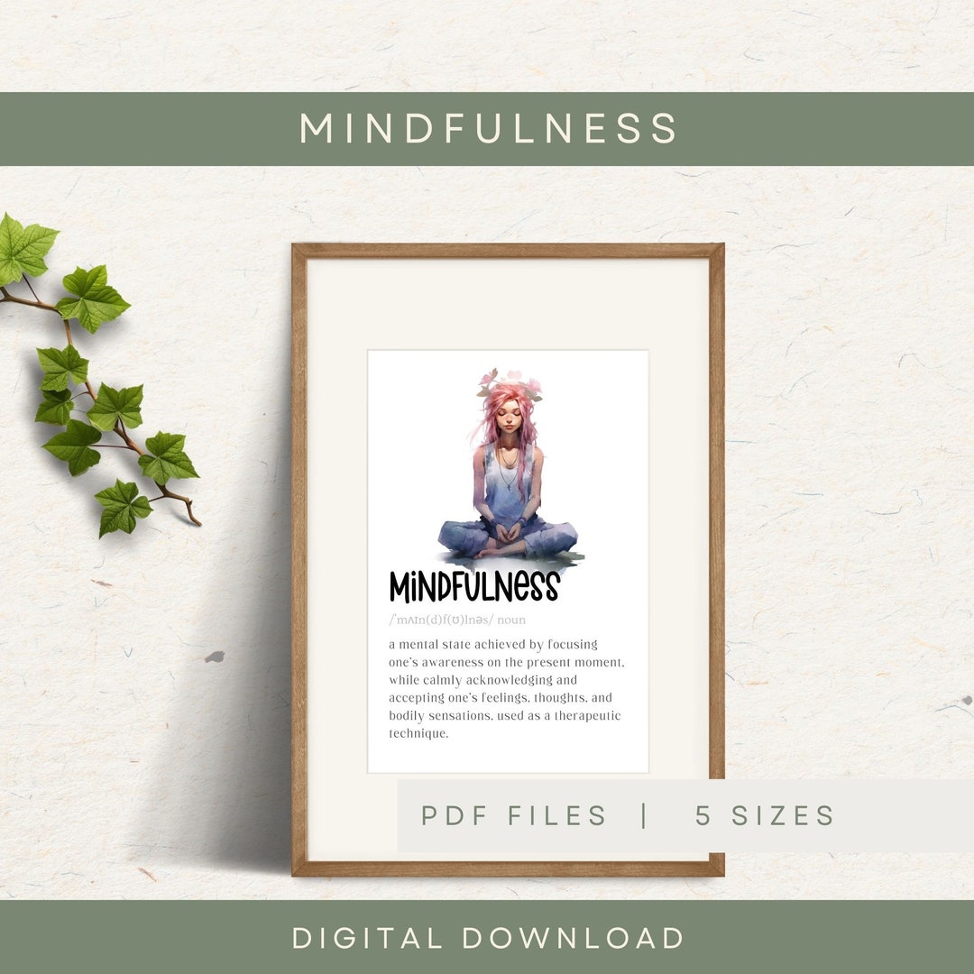 Mindfulness Definition Print, INSTANT DOWNLOAD, Definition Printable ...