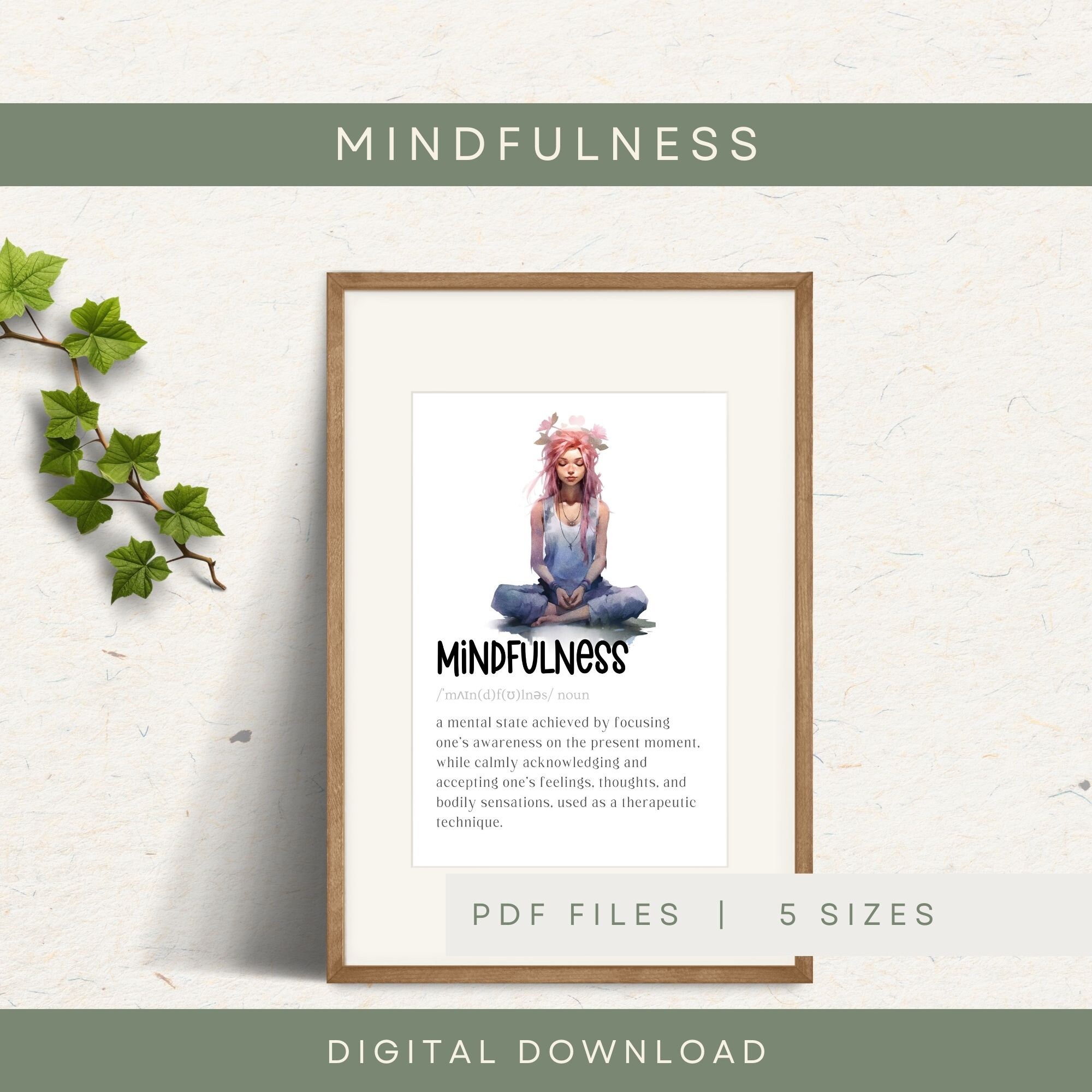 Mindfulness Definition Print, INSTANT DOWNLOAD, Definition Printable ...