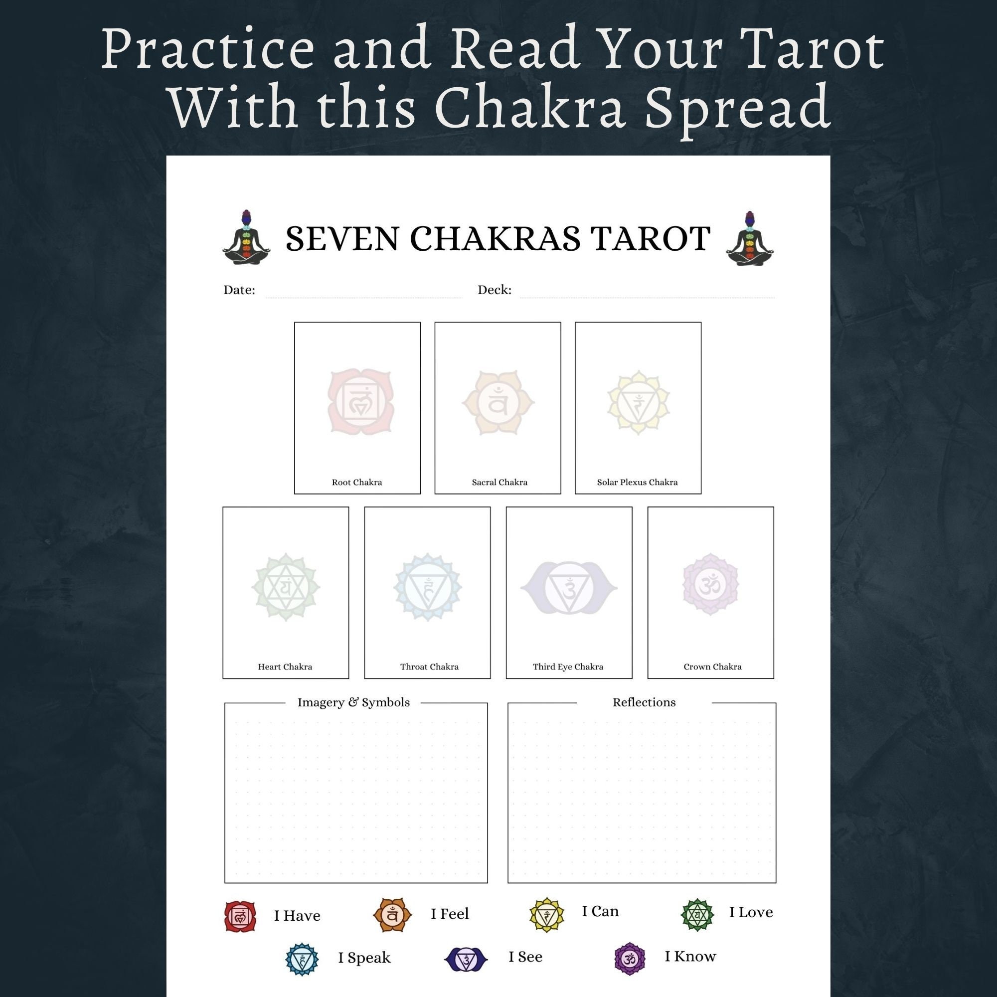 Chakra Tarot Printable INSTANT DOWNLOAD Tarot Seven Card - Etsy