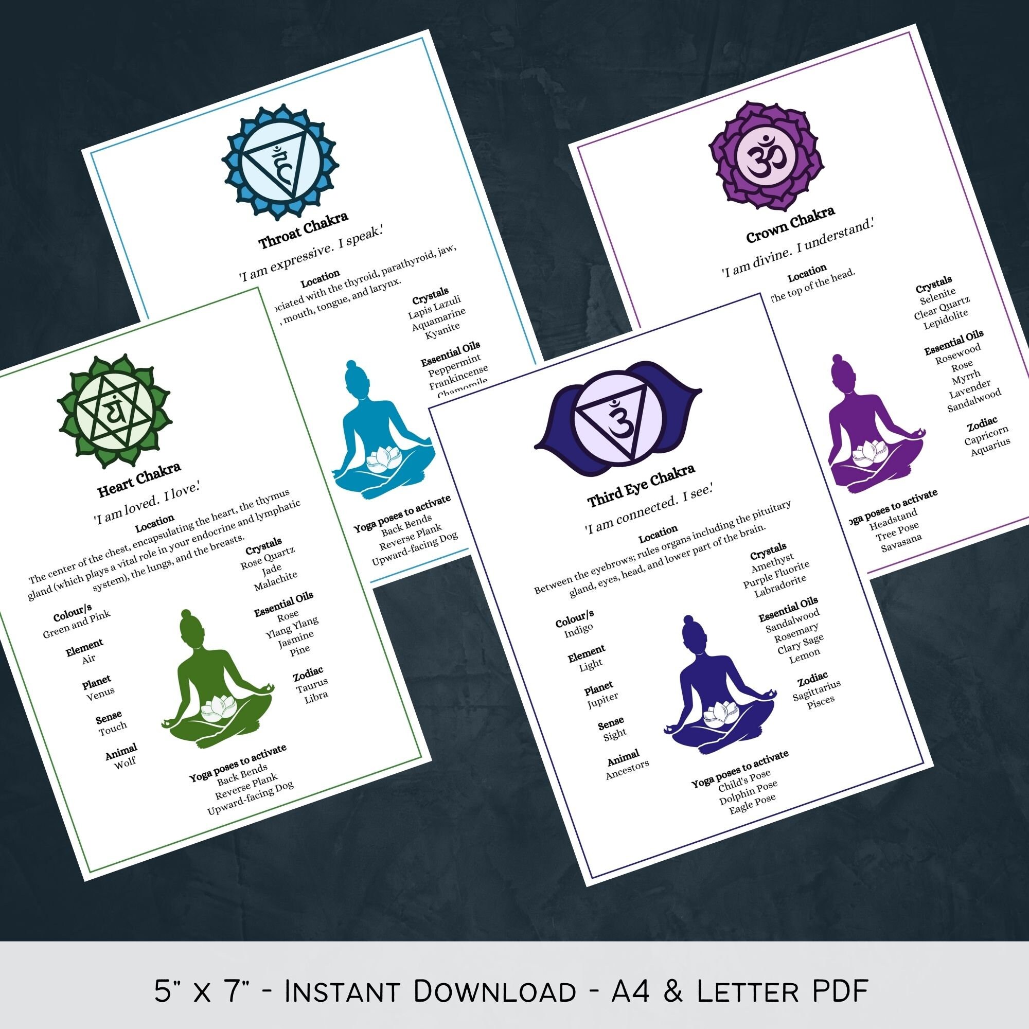 Printable Chakra Cards, DOWNLOAD, Chakra Printable, Printable ...