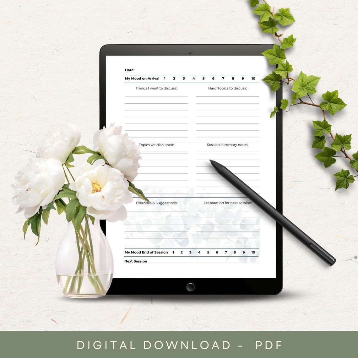 Therapy Notes Printable, Printable Therapist Notes, Mental Health ...